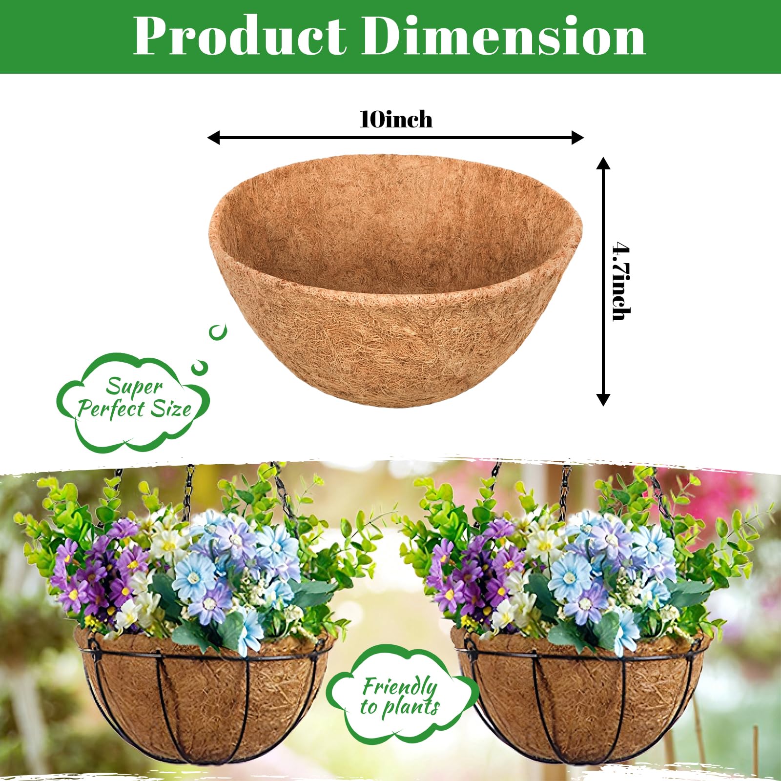 Snapklik.com : 4 Pack 10 Inch Round Coco Liners Replacement, 100% ...