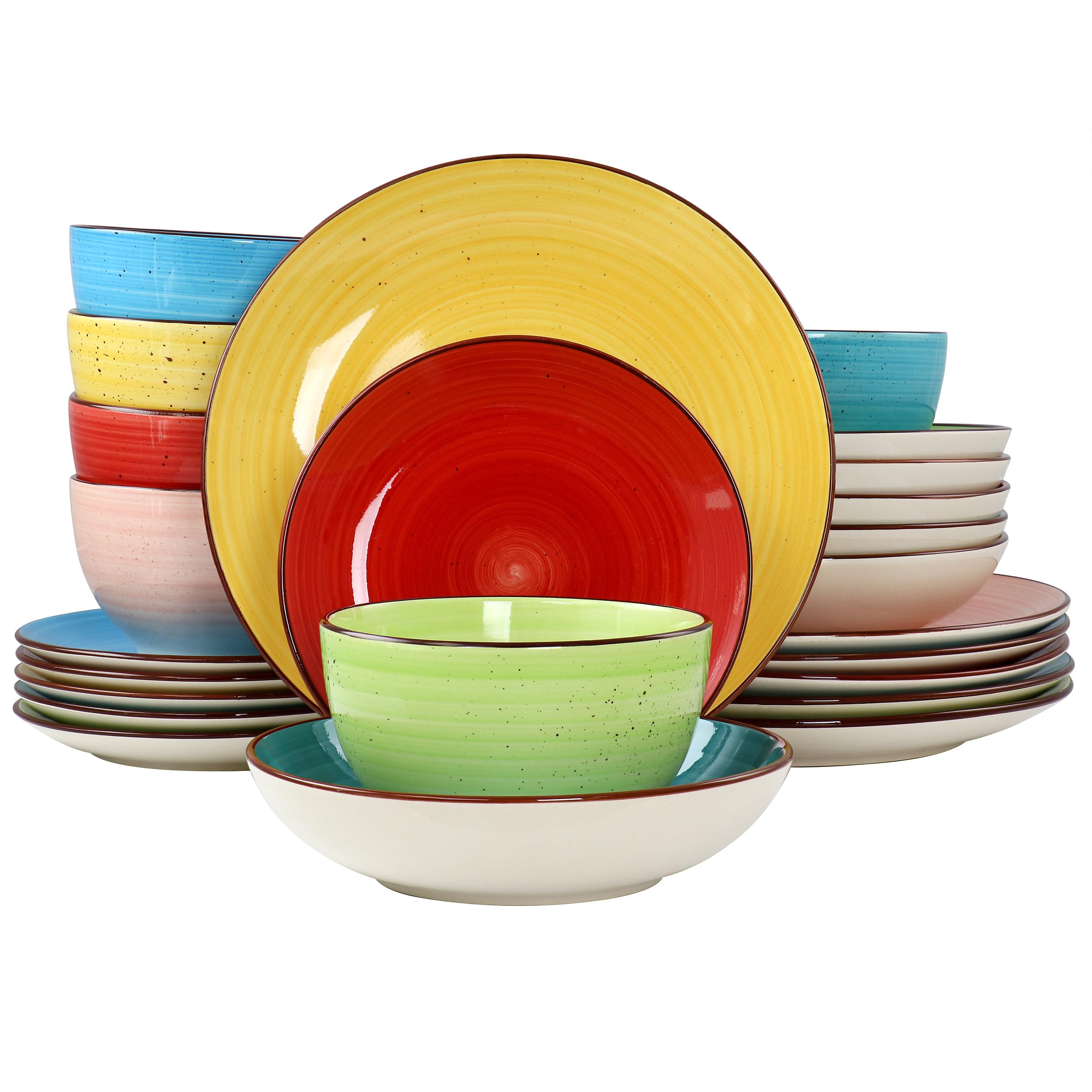 Amazon.com | Elama Sebastian 24 Piece Double Bowl Stoneware Dinnerware ...