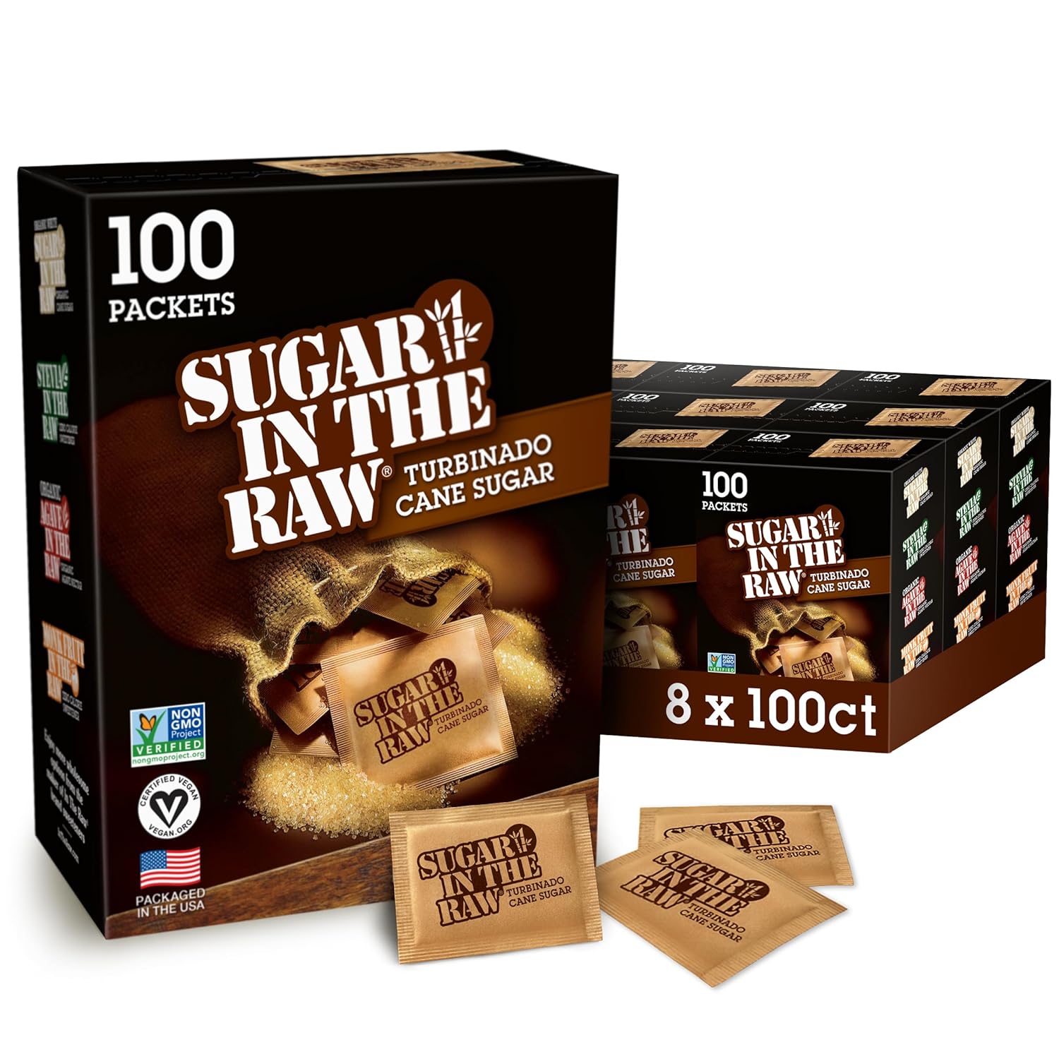 Amazon.com: Sugar In The Raw Turbinado Cane Sugar Packets, 100 Ct Box ...