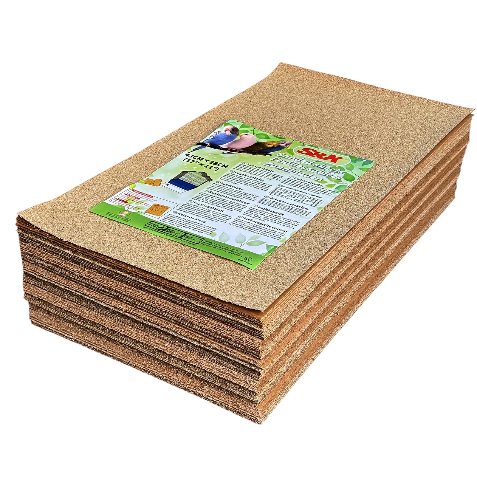 S&X Sand Sheets for Bird Cage 120-Pack 43cm x 28cm Birdcage Sandpaper ...