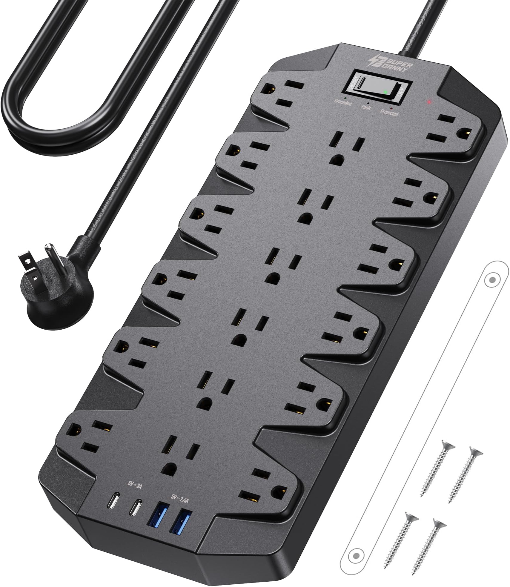 Amazon.com: Surge Protector Power Strip - Nuetsa Flat Plug Extension ...