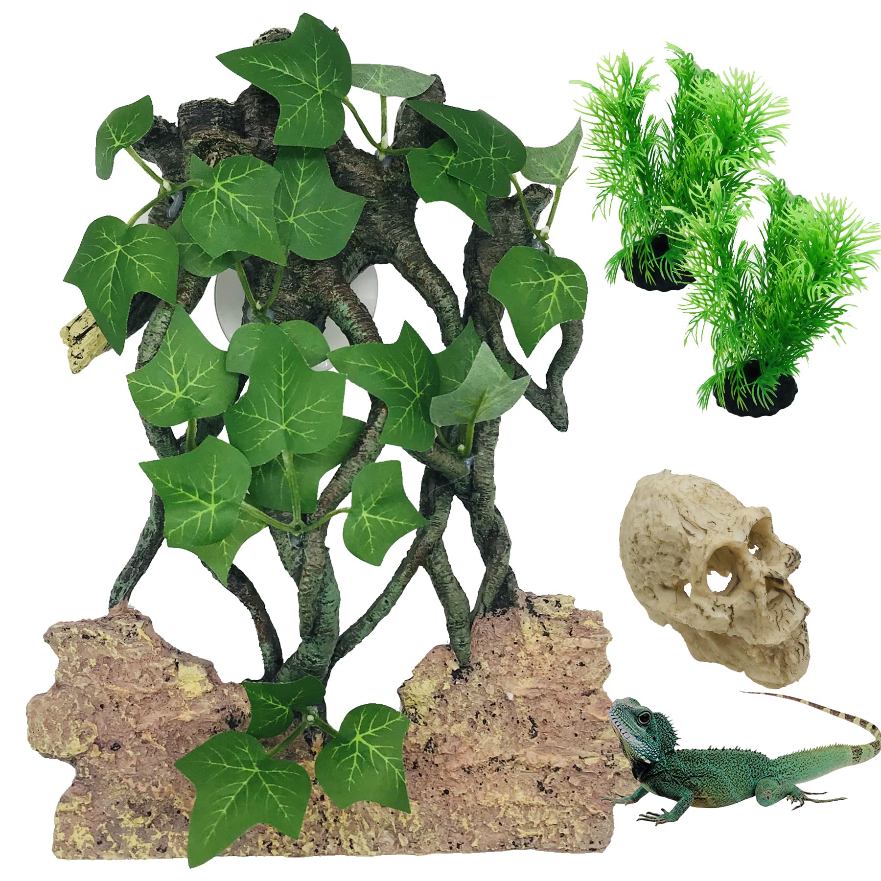 Buy CaywayReptile Climb Tree, Reptiles Skull Hide Decorations ...