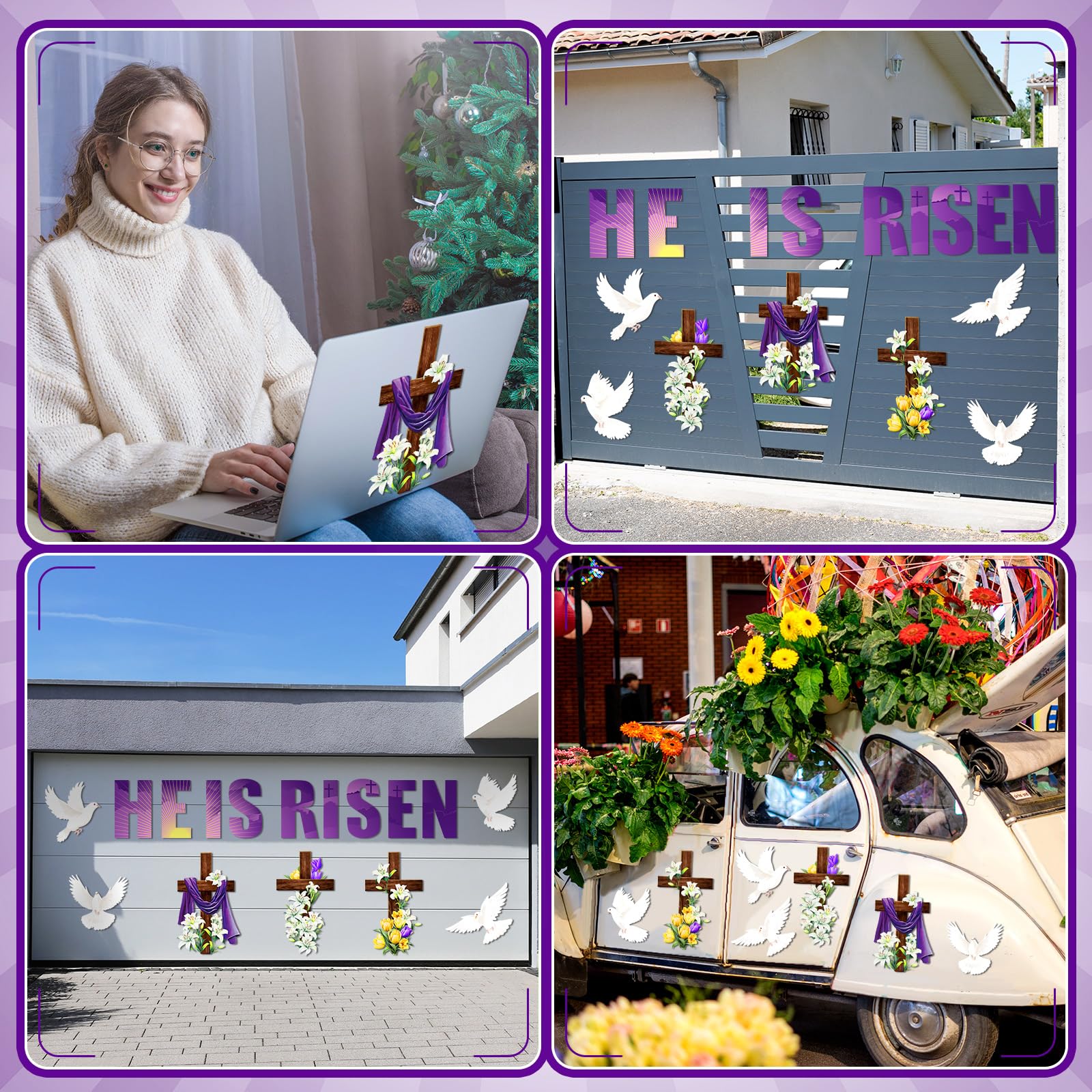 Snapklik.com : 16 Pcs Easter Garage Door Decoration Magnets He Is Risen ...