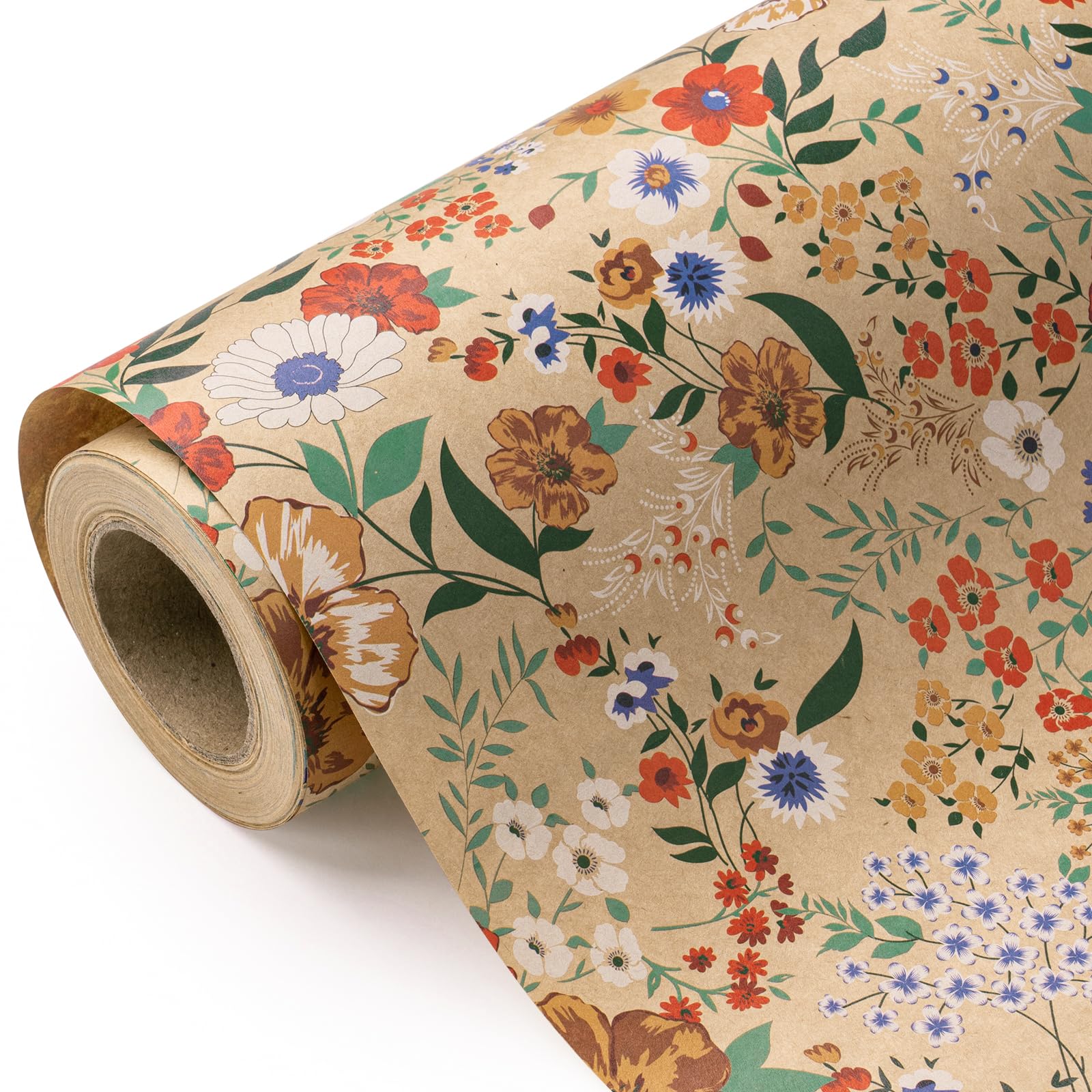 Amazon.com: WRAPAHOLIC Kraft Floral Wrapping Paper Roll - Mini Roll ...