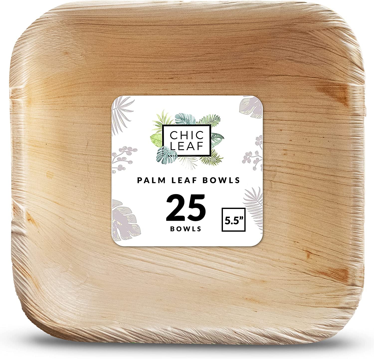 Amazon.com: Chic Leaf Palm Leaf Bowls 5.5 Inch 16oz Disposable Bowls ...