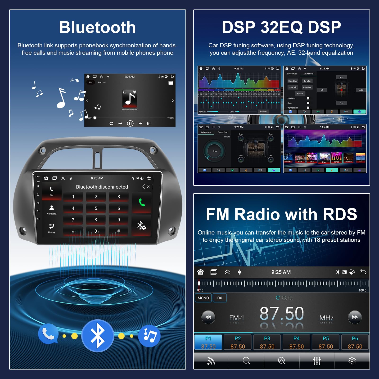 Buy Hodozzy 4G+64G 8 Core Android Car Radio for Toyota RAV4 2001 2002 ...