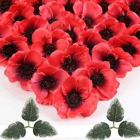 Amazon.com: Xinnun Silk Poppy Artificial Stemless Faux Flowers for ...