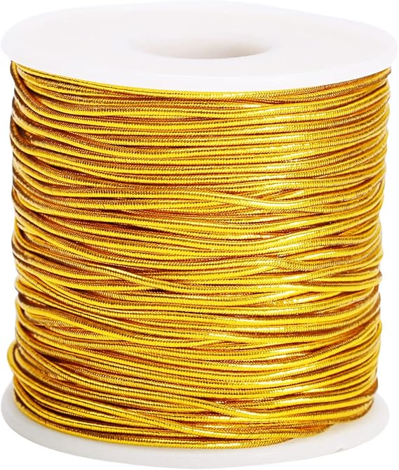 Amazon.com: Metallic Stretch Cord Elastic Cords Ribbon Metallic Tinsel ...