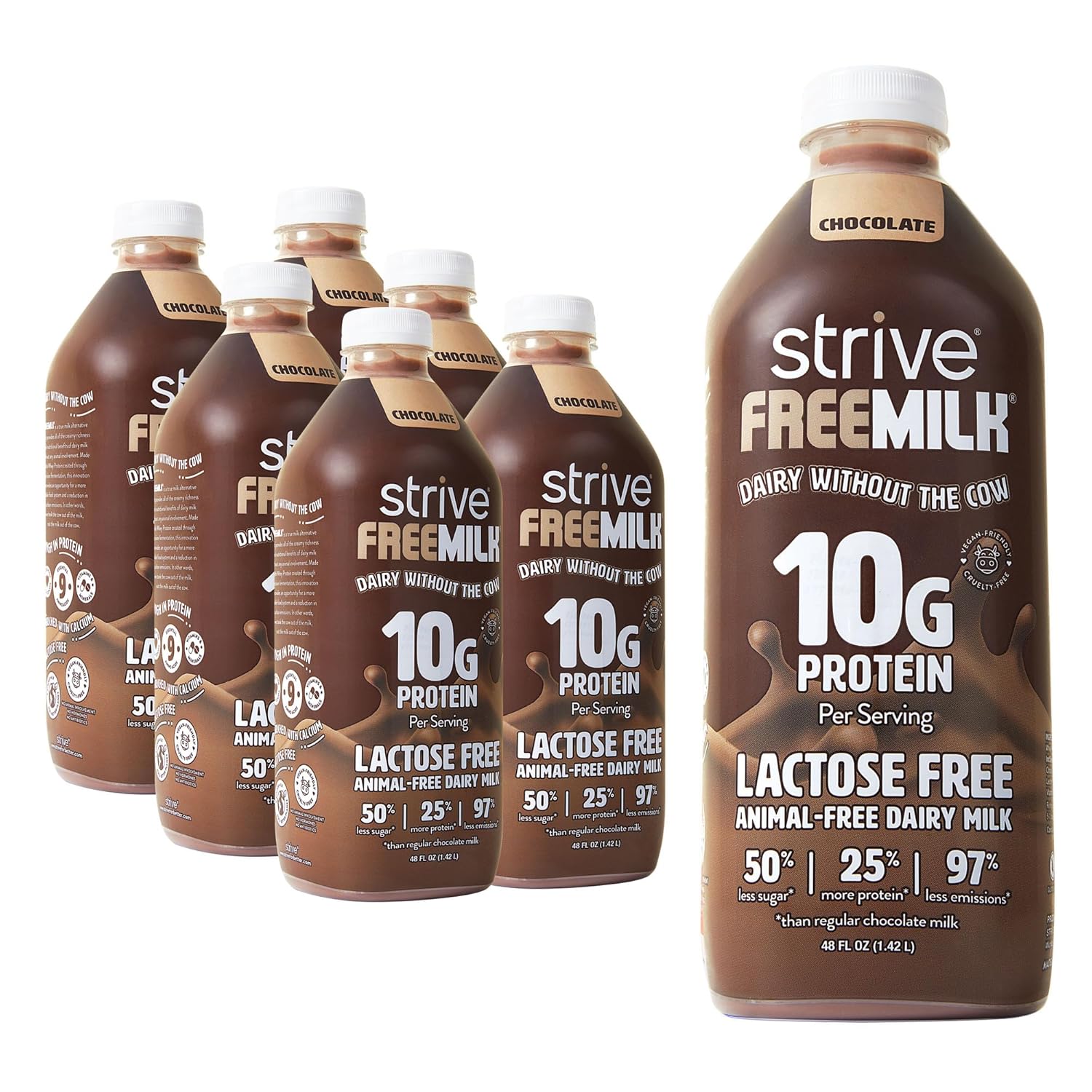 Amazon.com: Strive FREEMILK Chocolate, Animal-Free Dairy Milk, 48 oz Carton (Pack of 6), Lactose ...