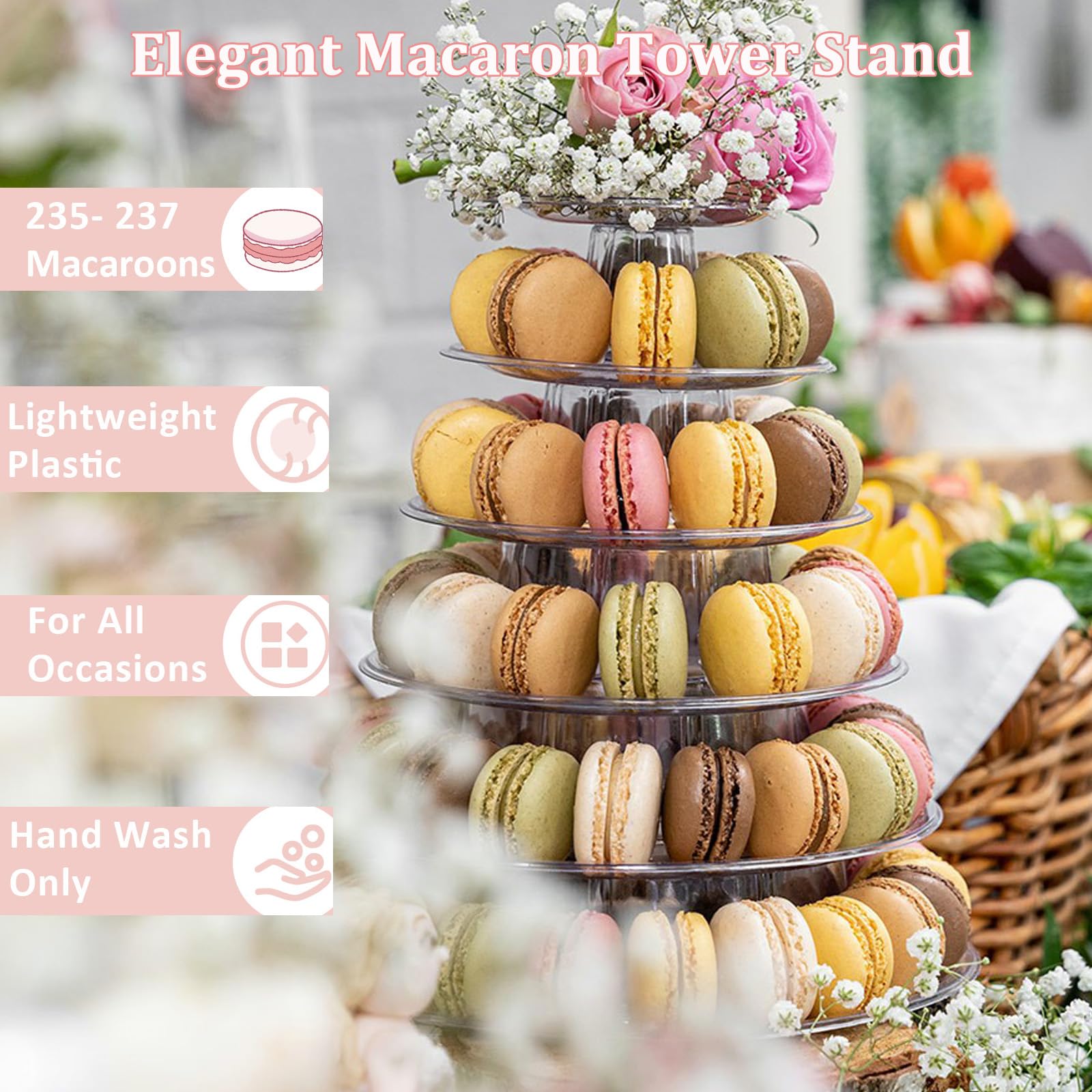 Snapklik.com : 10 Tier Macaron Tower, Round Plastic Macaroon Tower ...