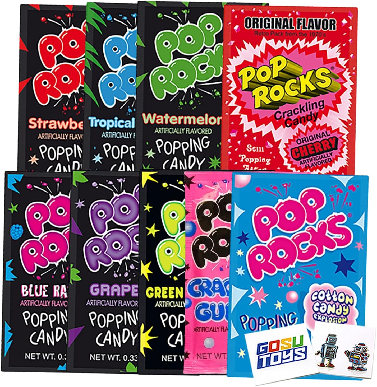 Amazon.com : Popping Candy Variety (9 Pack) with 2 Gosutoys Stickers ...