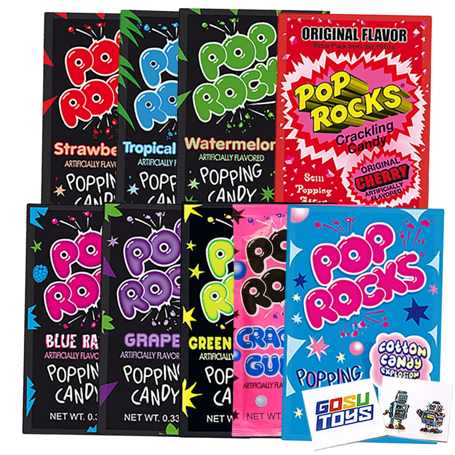 Amazon.com : Popping Candy Variety (9 Pack) with 2 Gosutoys Stickers ...
