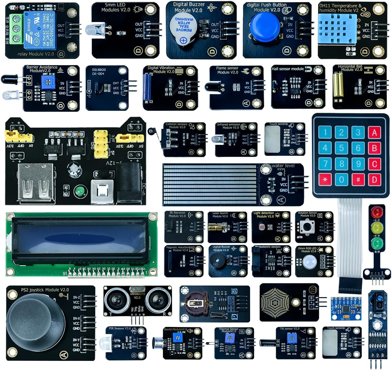 Amazon.com: 37 in 1 Sensor Module Kit - for Arduino Starters Sensor Kit ...
