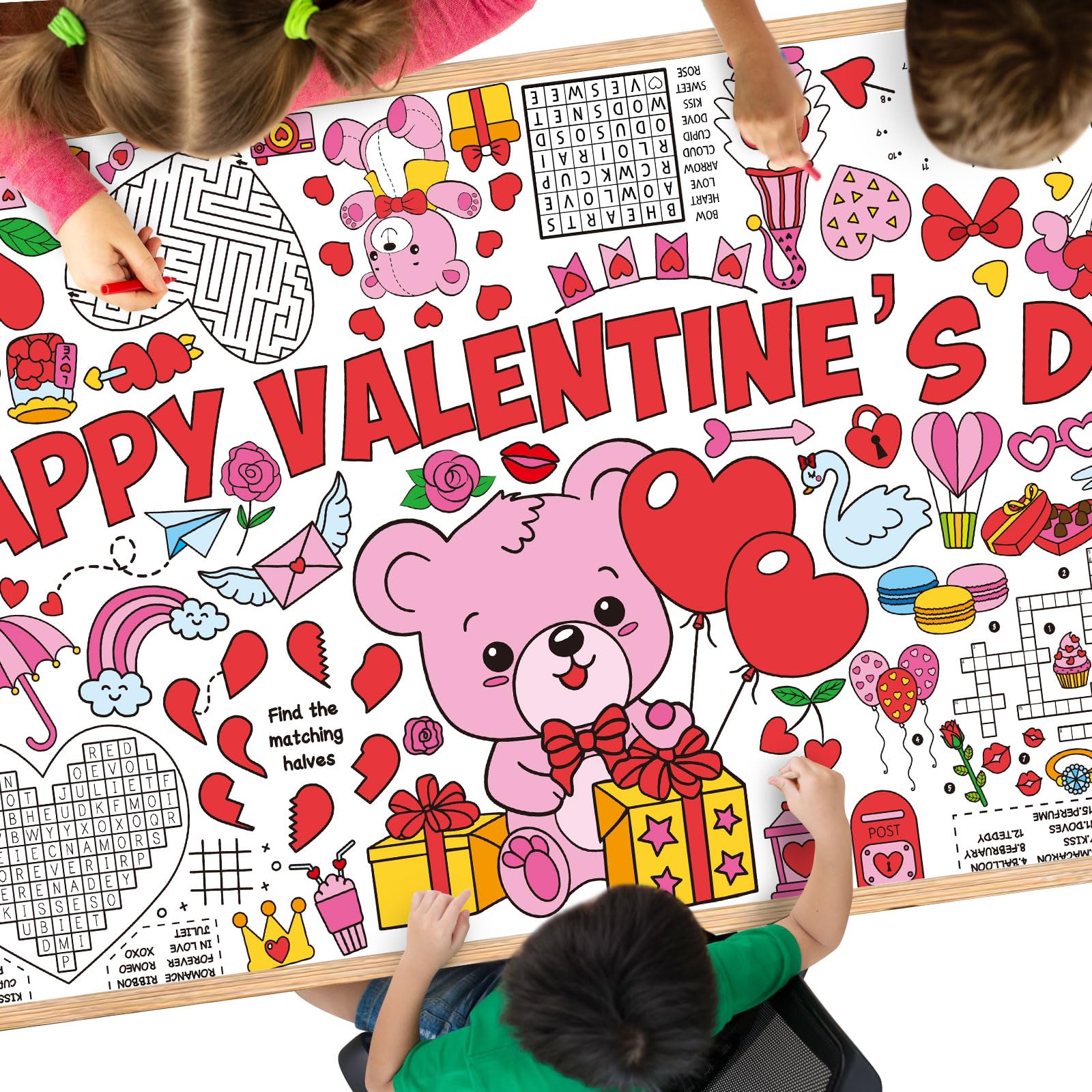 Pasimy Giant Valentine's Day Coloring Poster 30 x 72 Inch Jumbo ...
