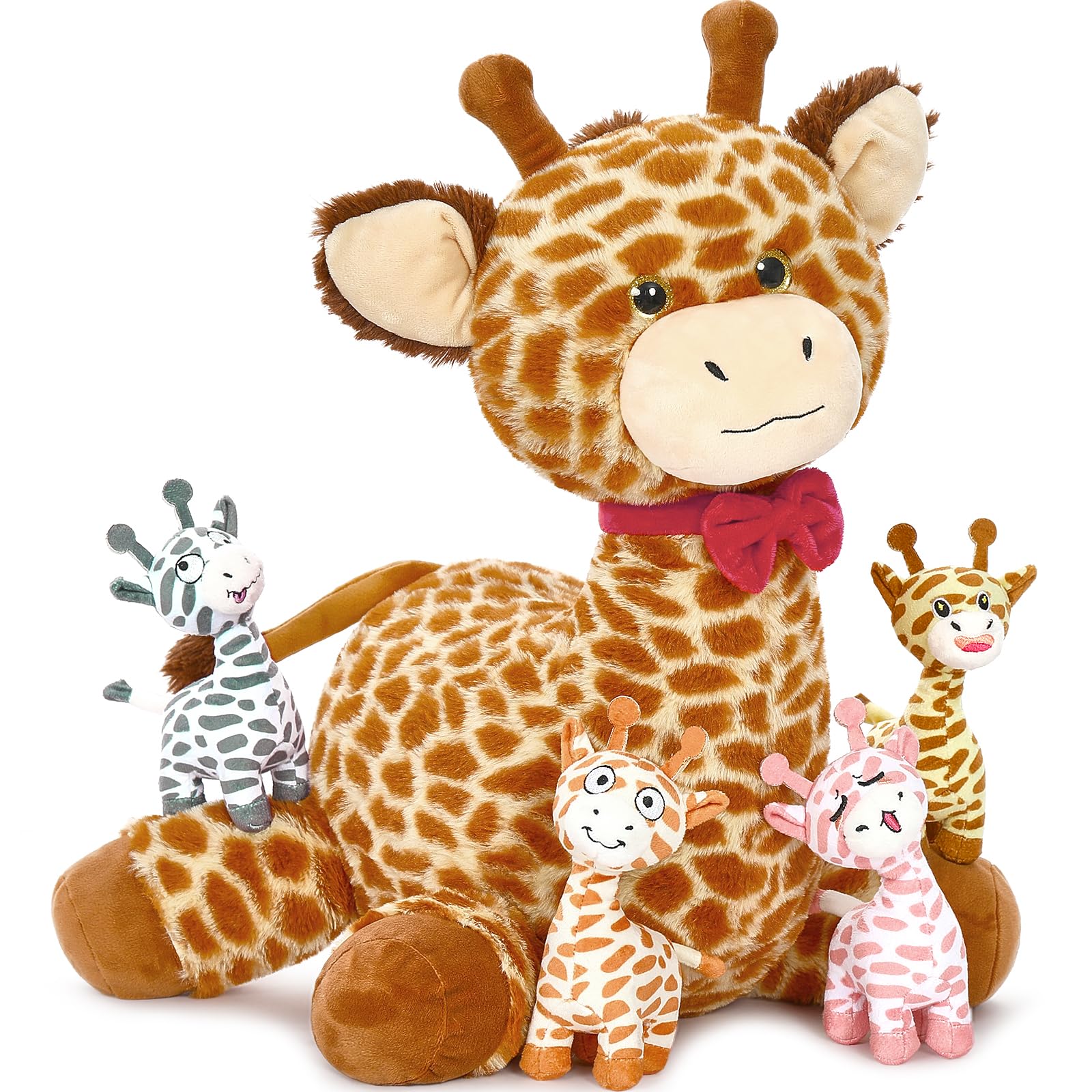 Amazon.com: Tezituor Giraffe Stuffed Animal with 4 Babies,19.7'' Giant Giraffe Plush Soft Toy ...