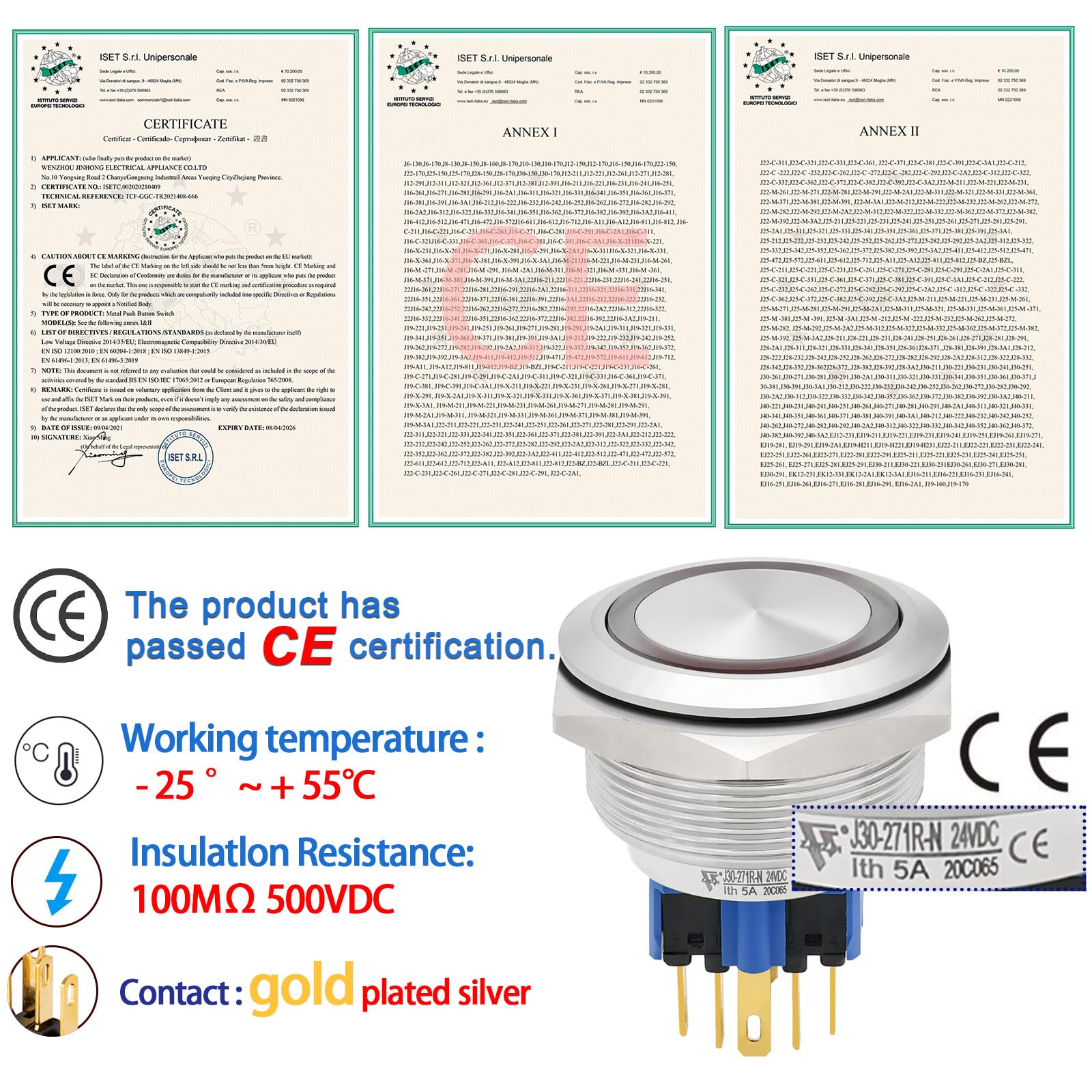 Snapklik.com : Big Momentary Push Button Switch 30mm 1.18in Waterproof IP67