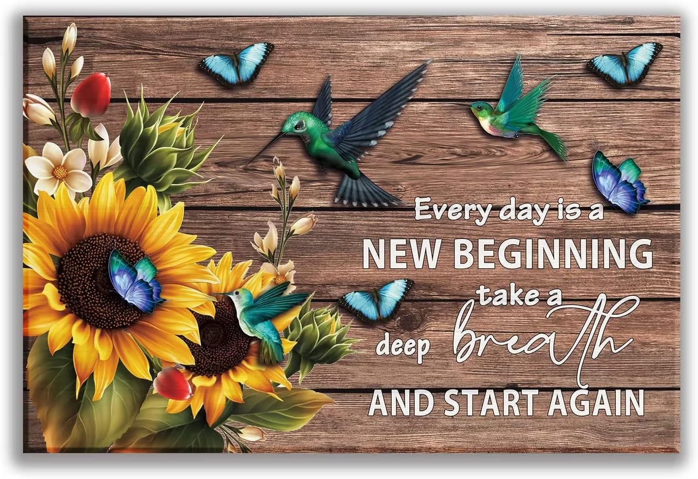 Motivational Inspirational Wall Art, Sunflower Wall Art Decor, 16x24 ...