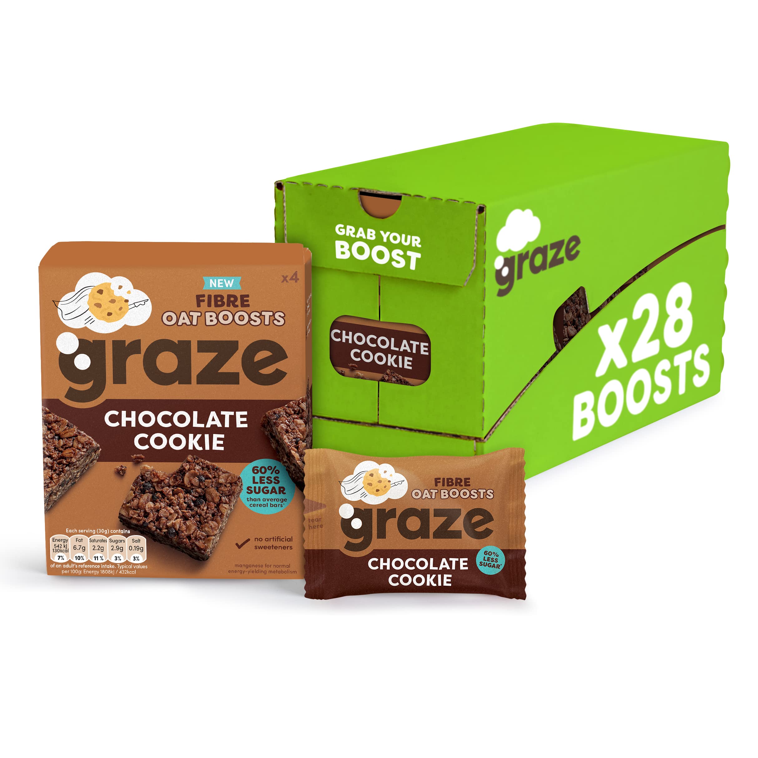 Buy Graze Chocolate Cookie Protein Oat Boost Bars - Snacks, Whole Oats ...