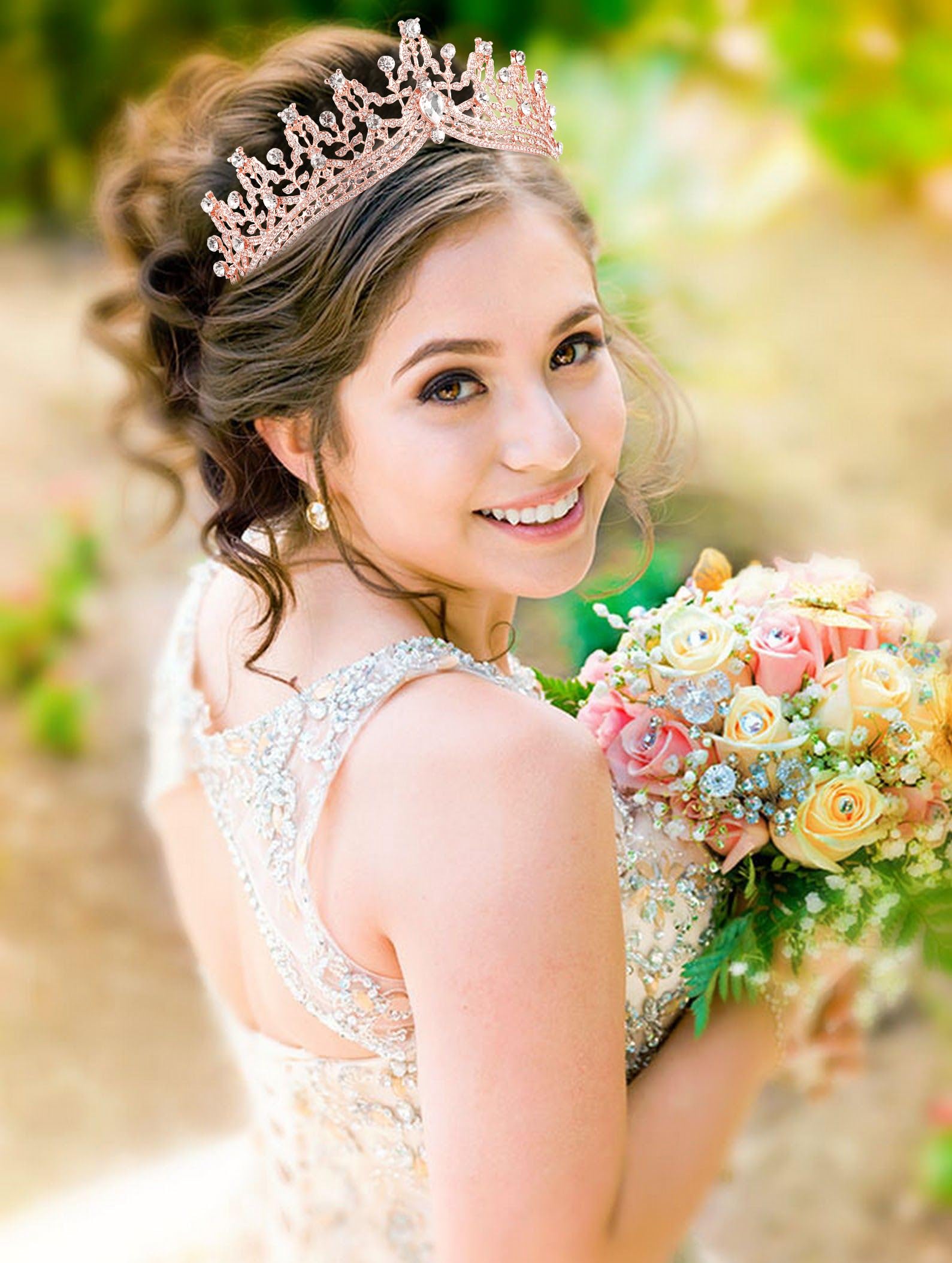 Snapklik.com : Rose Gold Tiaras And Crowns For Women, Corona Para 15 ...