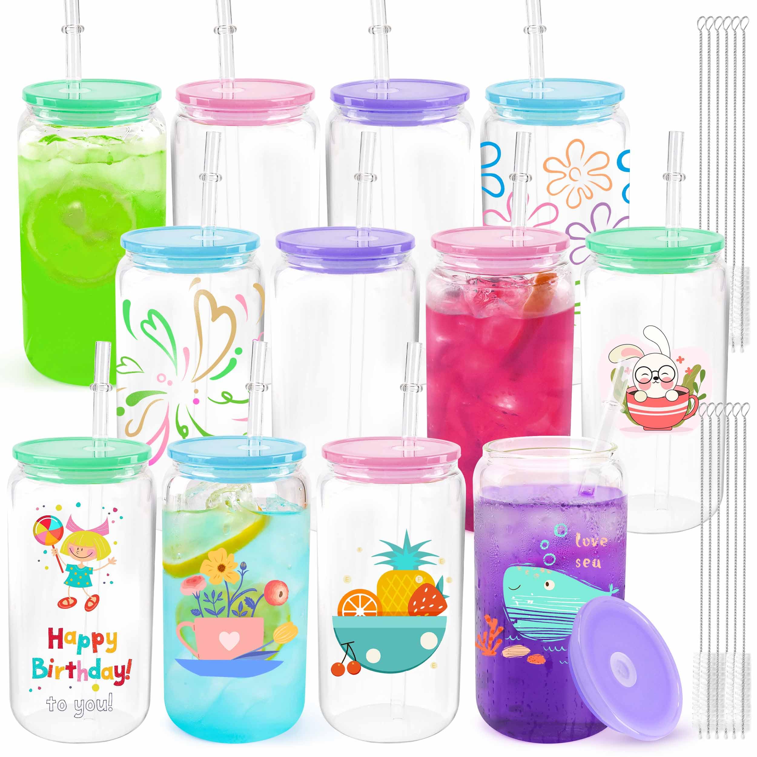 Snapklik.com : Joyclub 12 Pack Clear Sublimation Glass Cups Blanks 16 ...