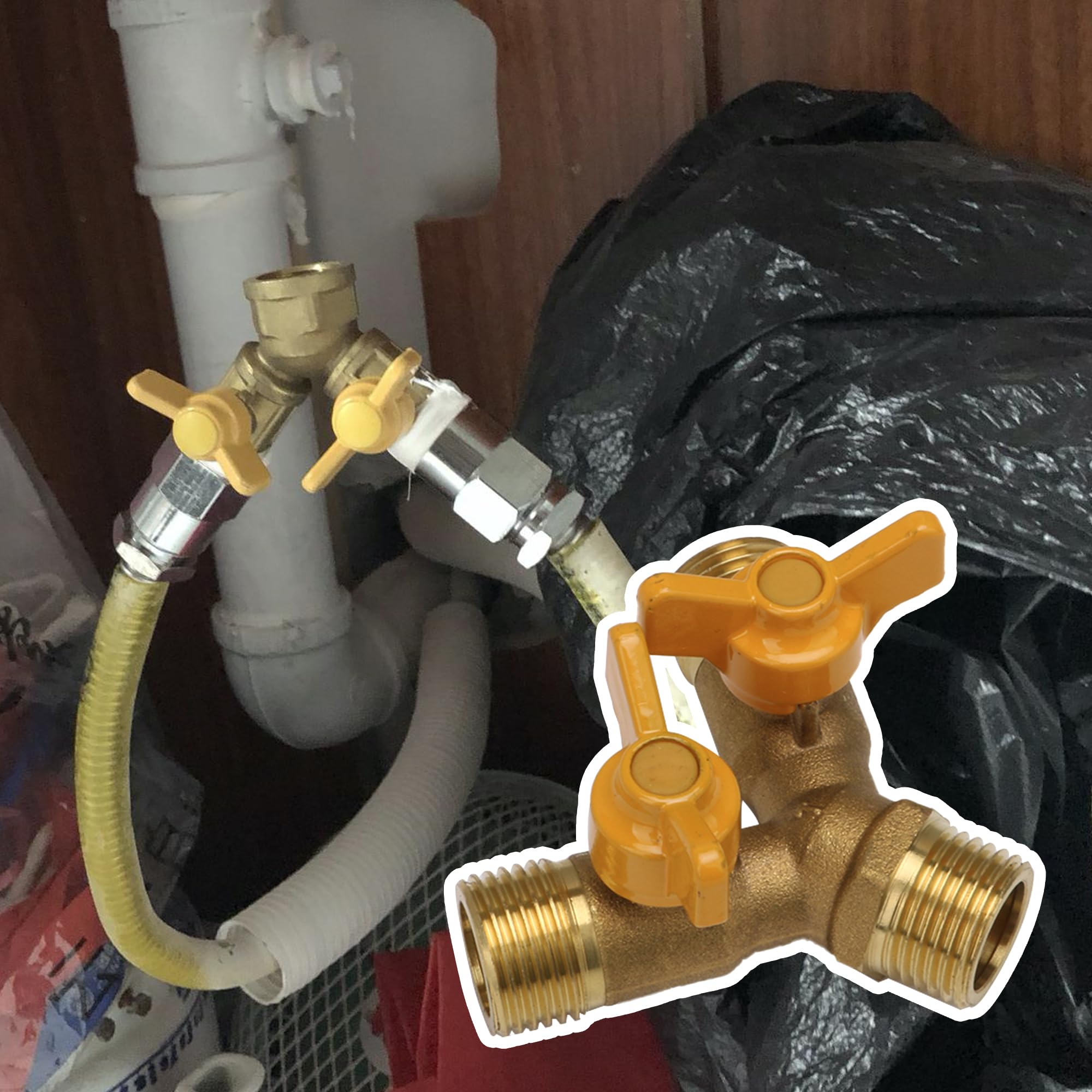 Snapklik.com : Dual Shut-Off Controls Valve Y Connector Brass 3-Way ...