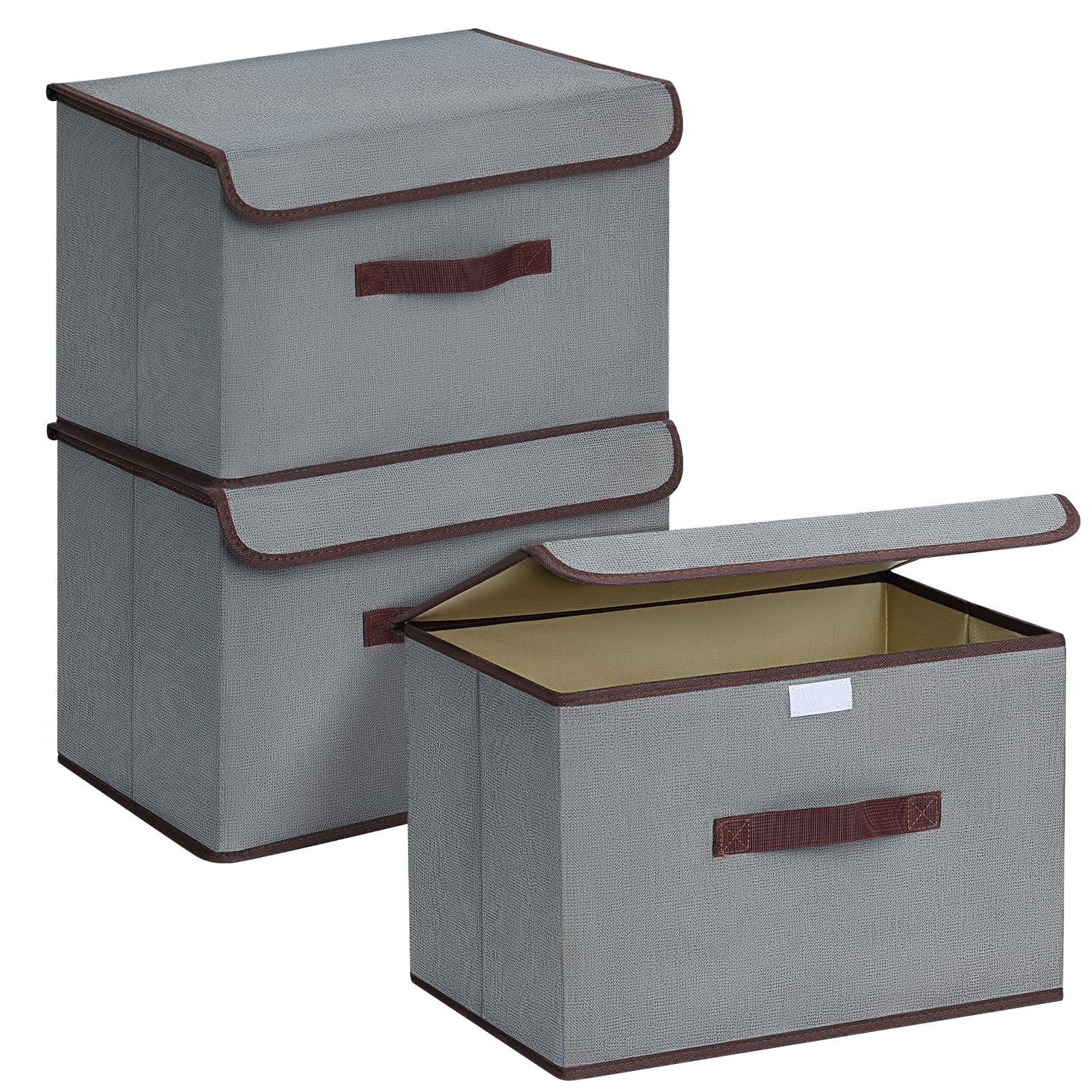 Homsorout Foldable Storage Boxes with Lids - 3 Pack Large Storage Bin ...