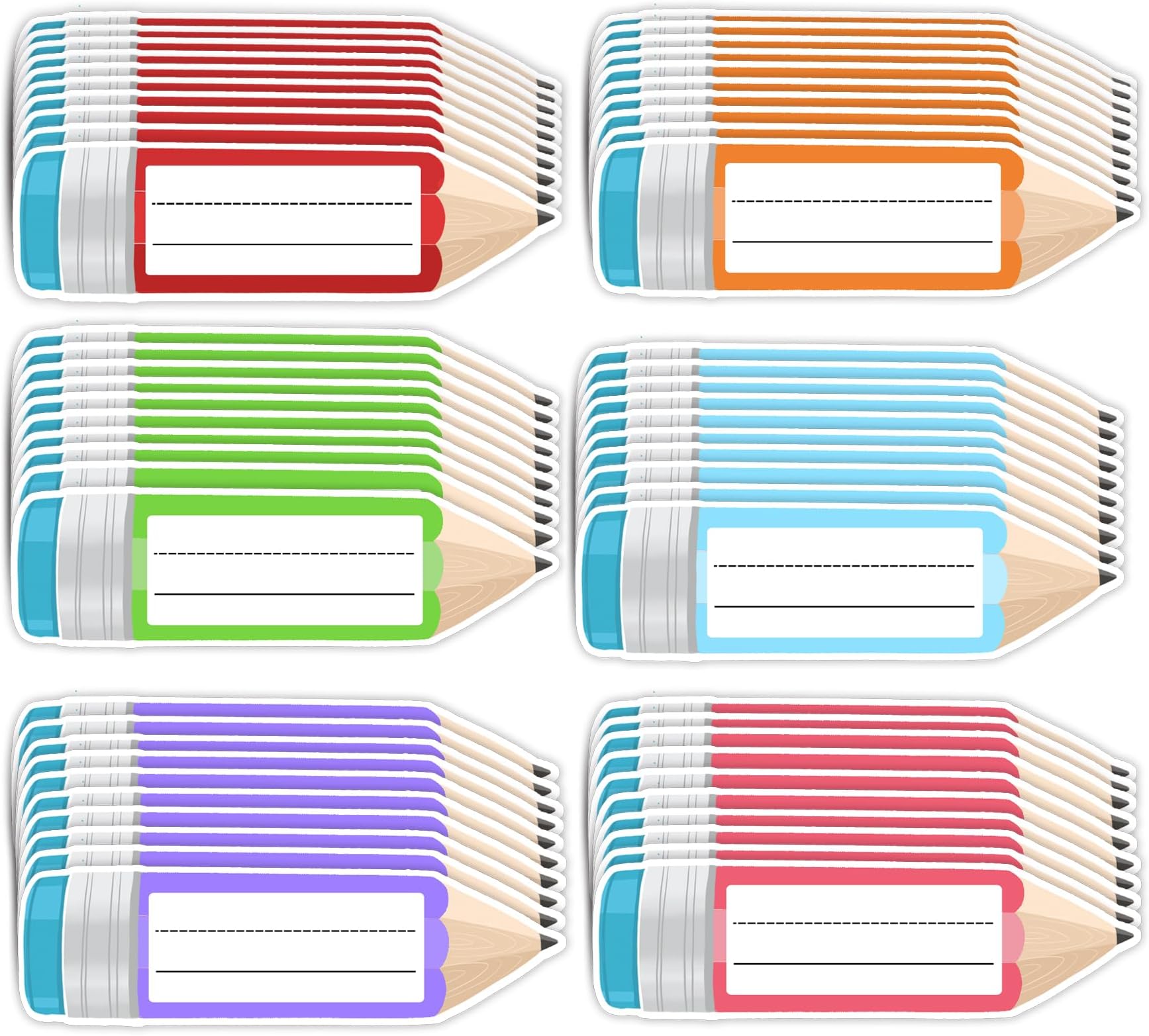 Amazon.com : Colorful Pencils Name Tags 30pcs Back to School Pencil ...