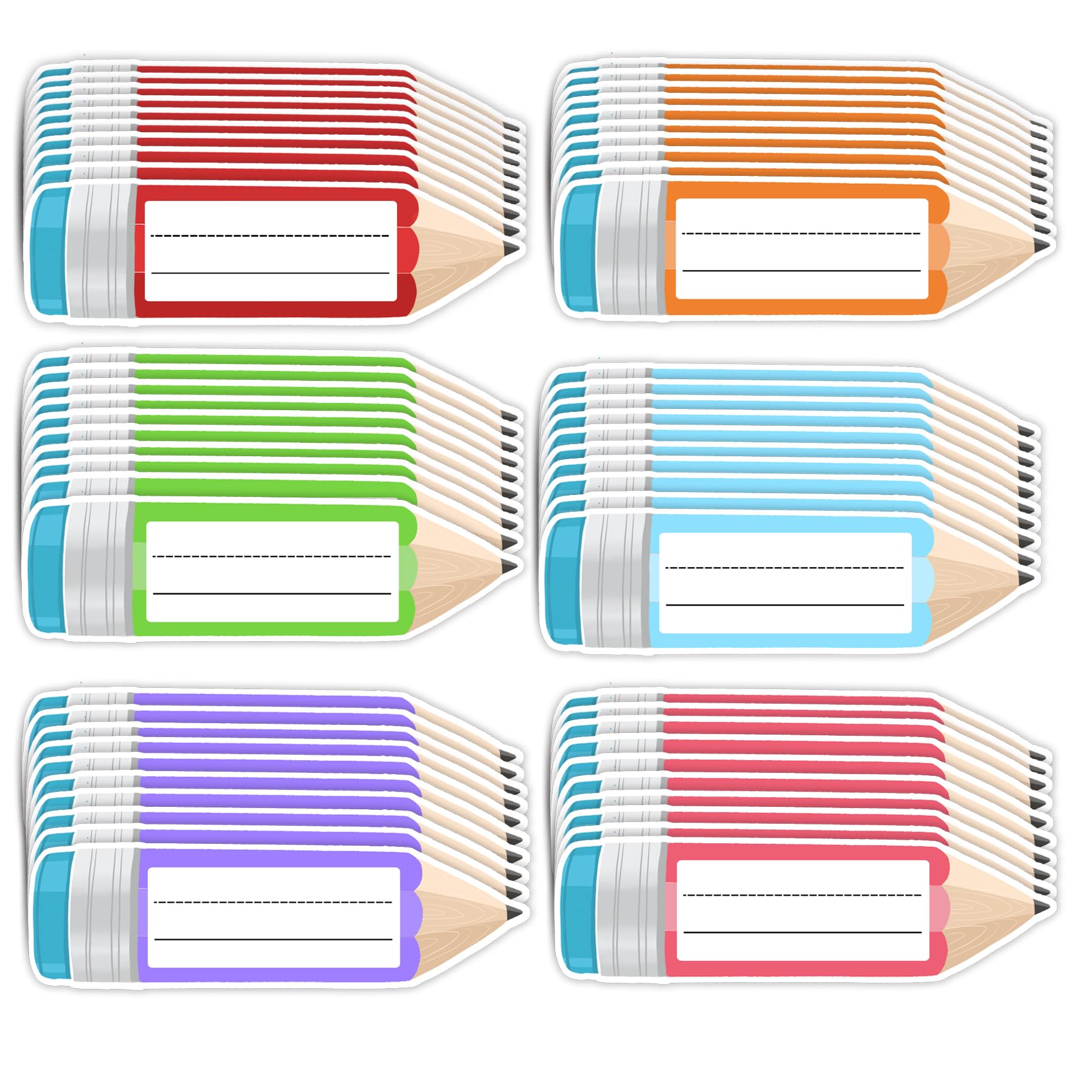 Amazon.com : Colorful Pencils Name Tags 30pcs Back to School Pencil ...