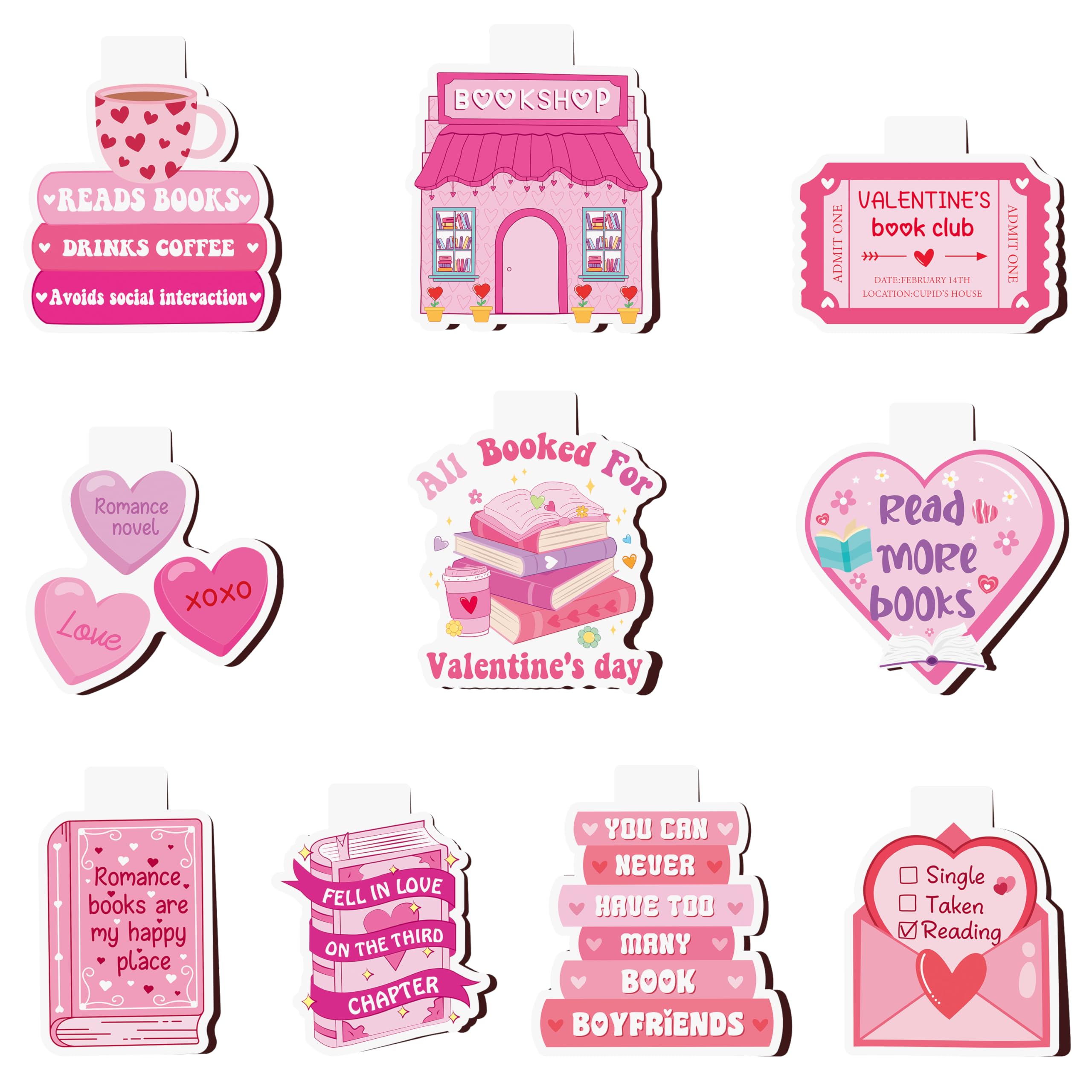 Amazon.com: 10Pcs Valentine’s Day Magnetic Bookmarks for Reading, Love ...