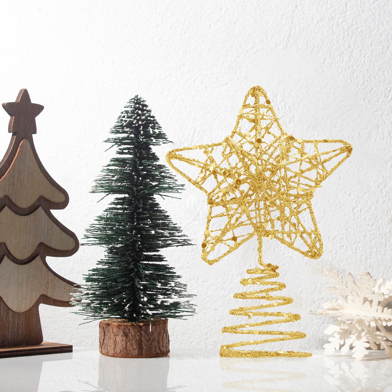 Snapklik.com : Hiboom 6 Pieces Mini Christmas Tree Star Toppers ...