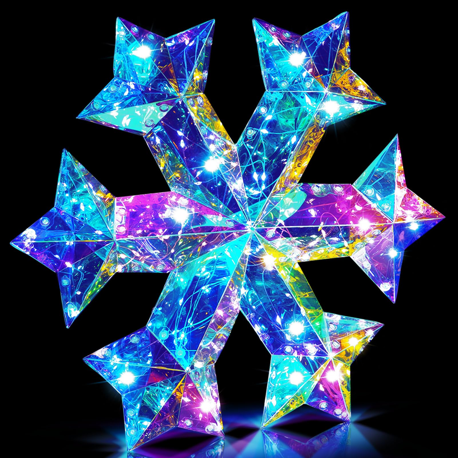 Amazon.com: 14 Inches Lighted Prismatic Winter Snowflake Indoor ...