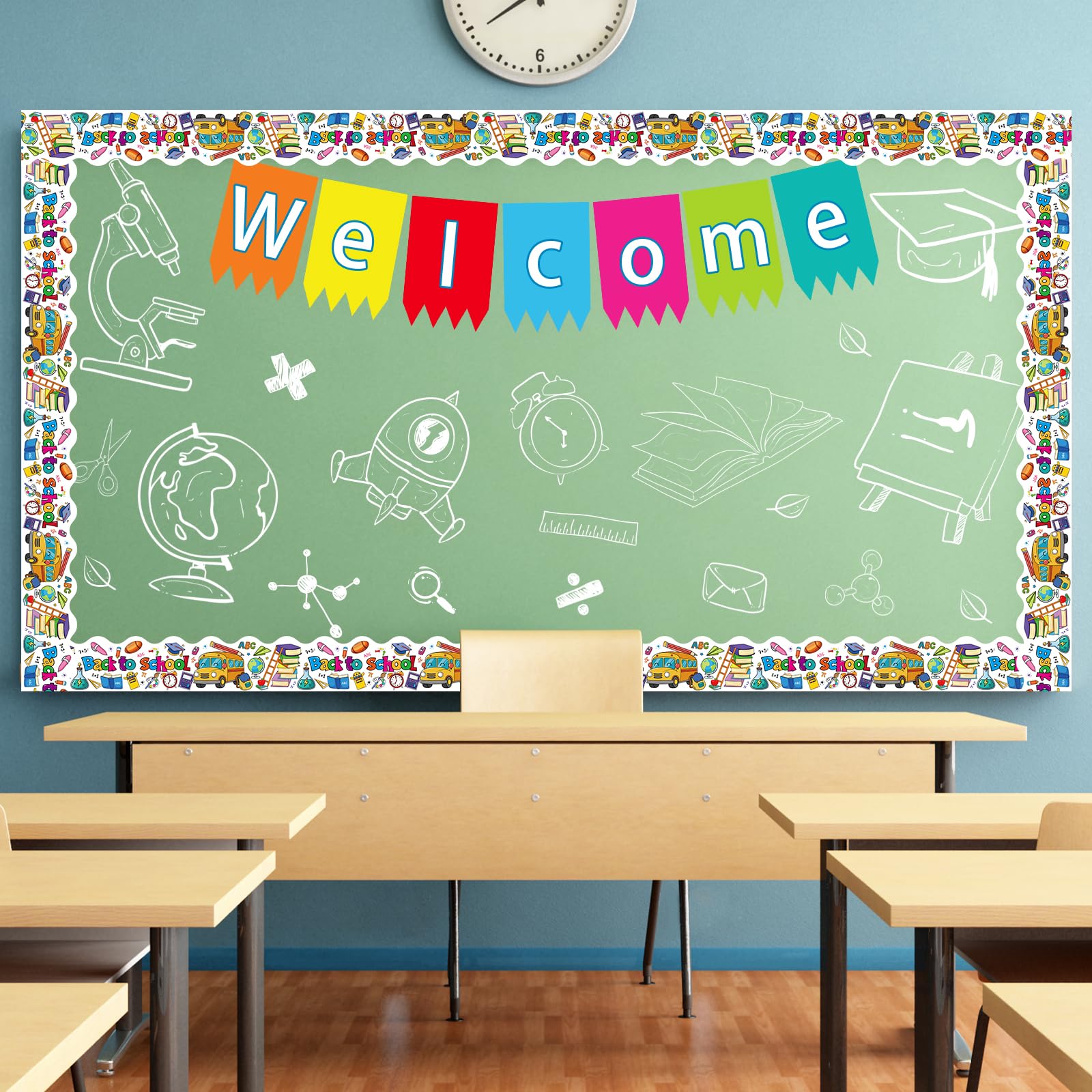 Snapklik.com : 32.8 Feet Back To School Bulletin Board Borders, First ...