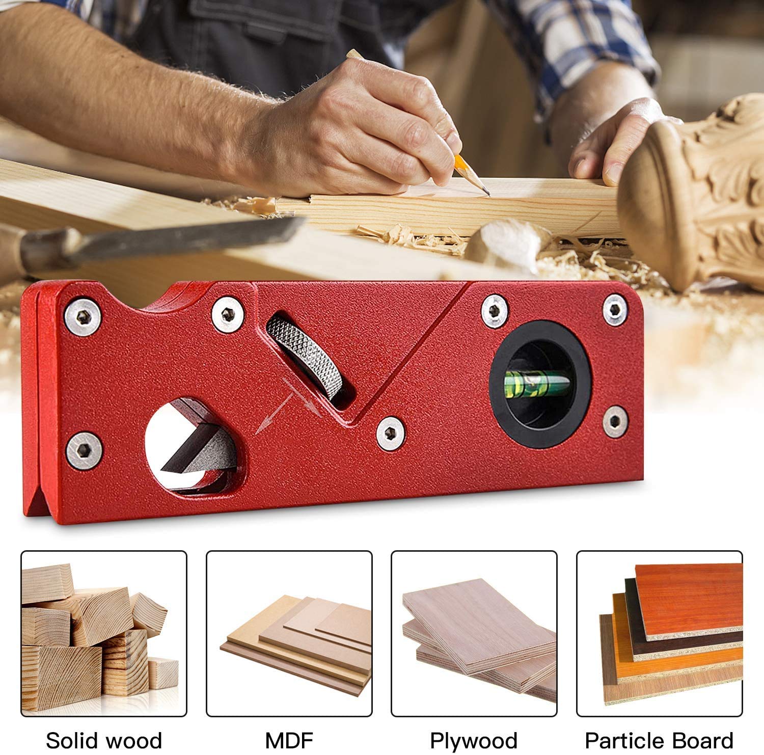 Portable Chamfer Plane with 7 Types of Cutter Heads Hand Planer Wood ...
