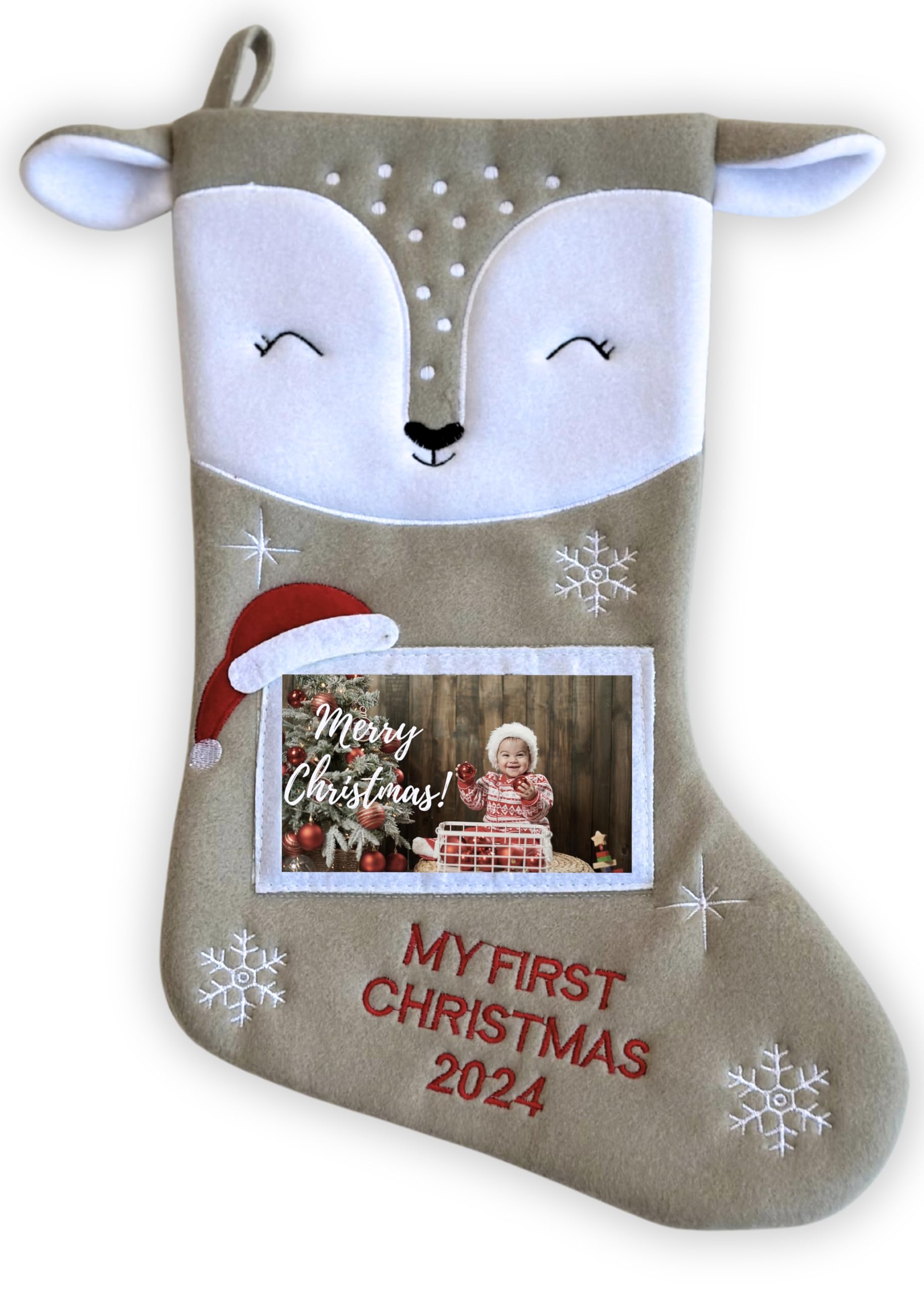 Amazon.com: Heart's Sign My First Christmas Stocking 2024 with Photo ...