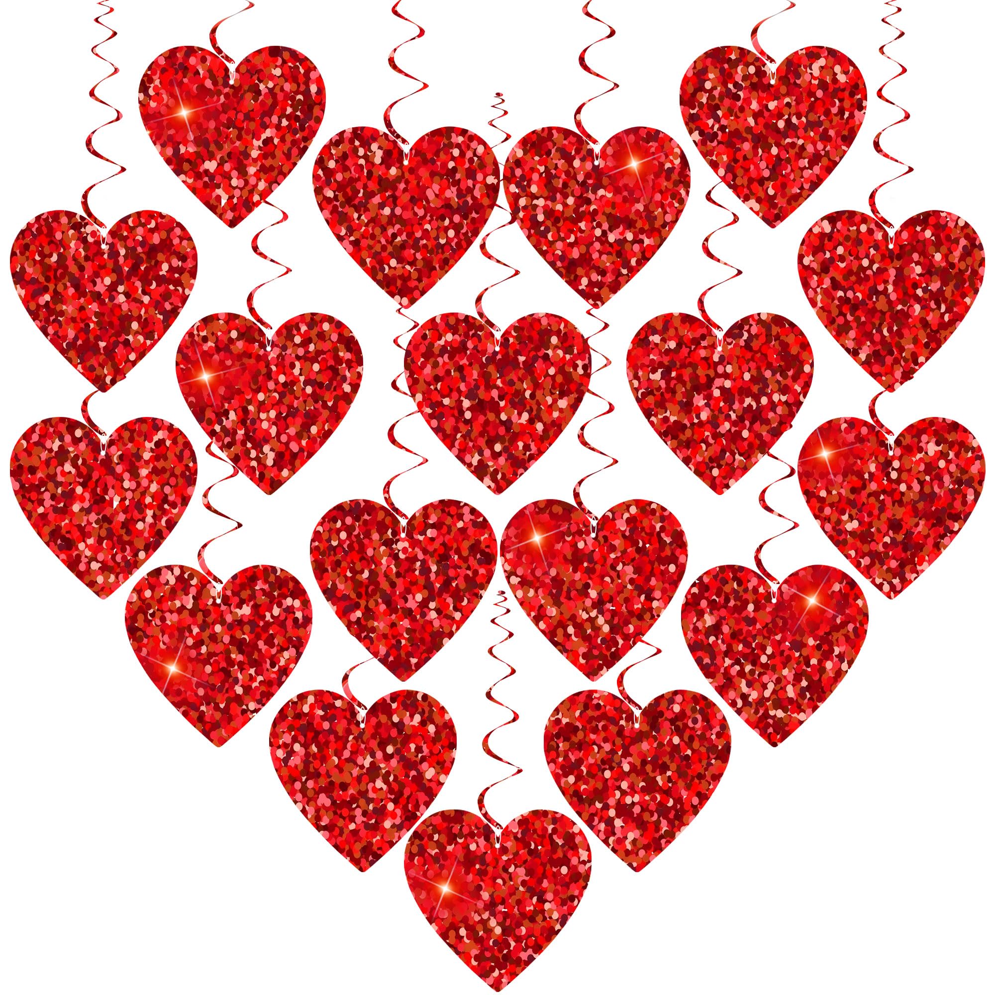 Amazon.com: 36 Pcs Valentine's Day Heart Hanging Swirl Decorations ...