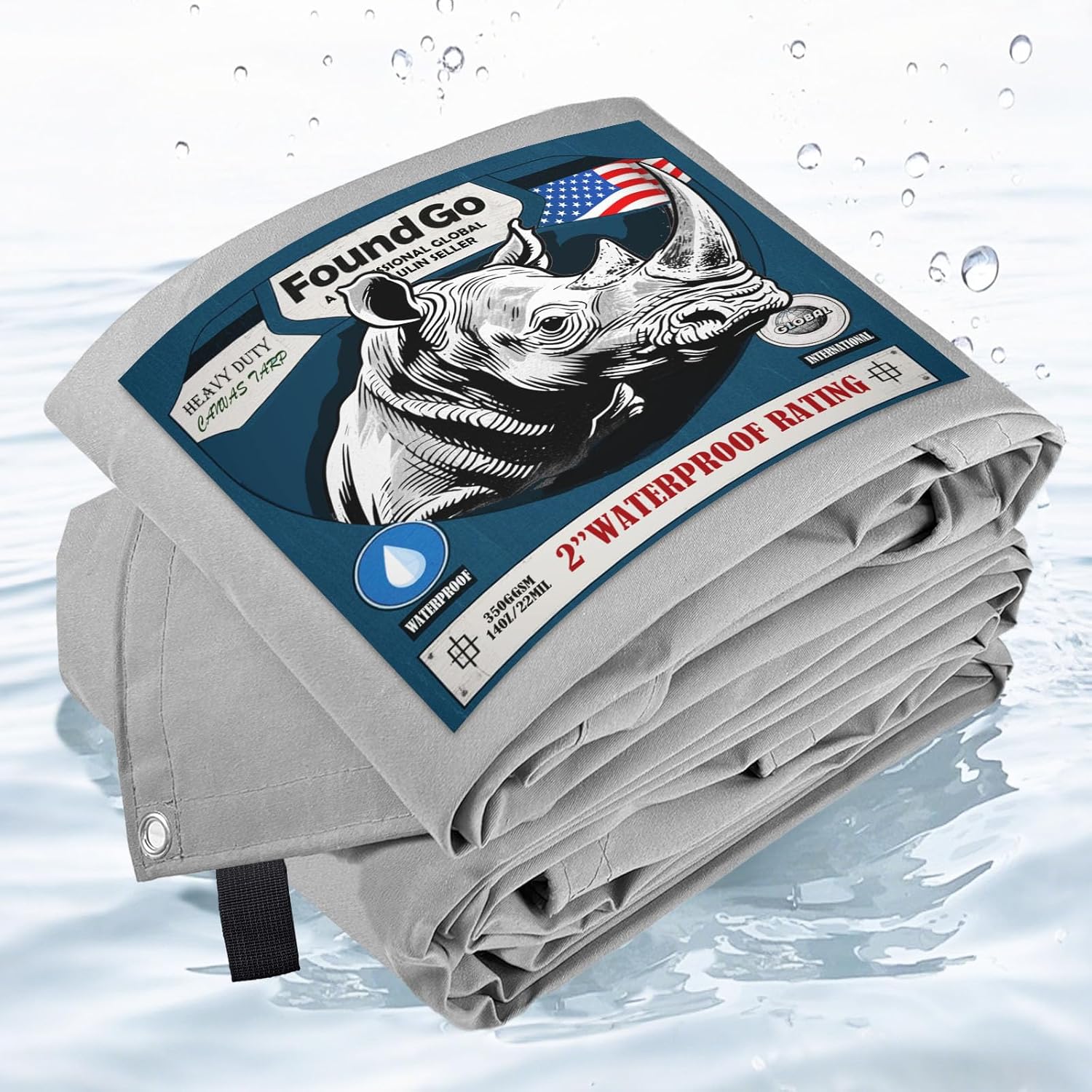 FoundGo Canvas Tarp 10x16ft Heavy Duty Waterproof Tarps with Grommets, UV Resistant, 22 Mil ...