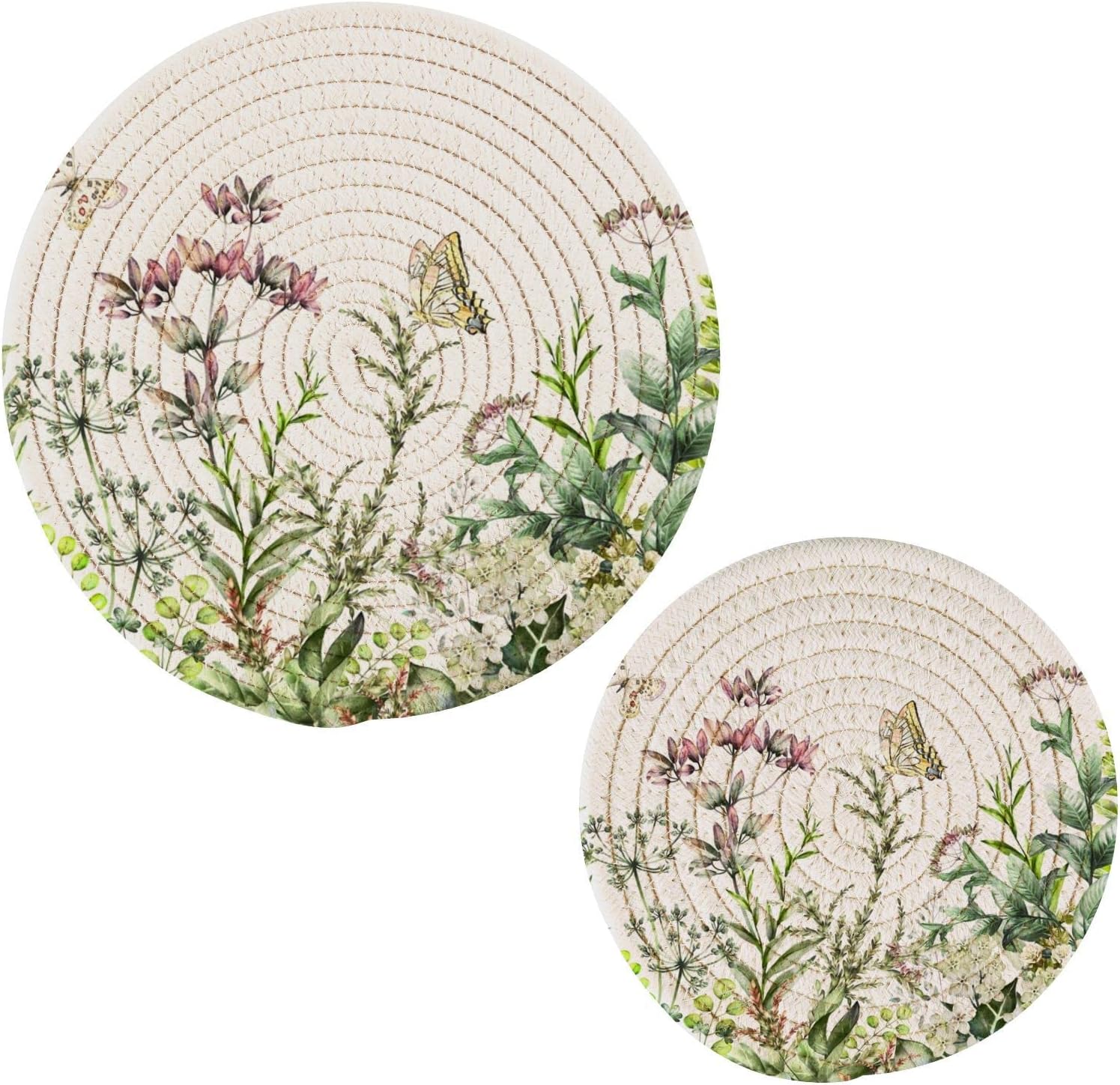 Amazon.com: Sletend Trivets for Hot Dishes Herb Plant Pure Eco Cotton ...