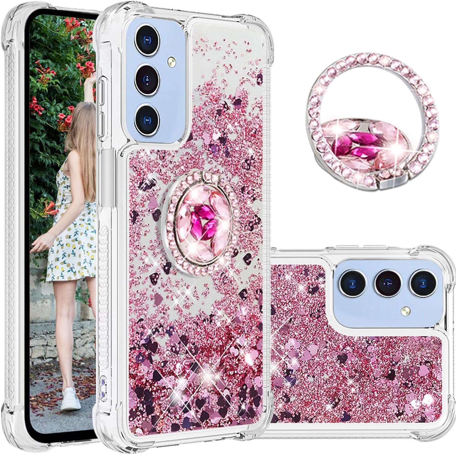 Amazon.com: Ephoou Quicksand Case for Samsung Galaxy A15 5G for Women ...