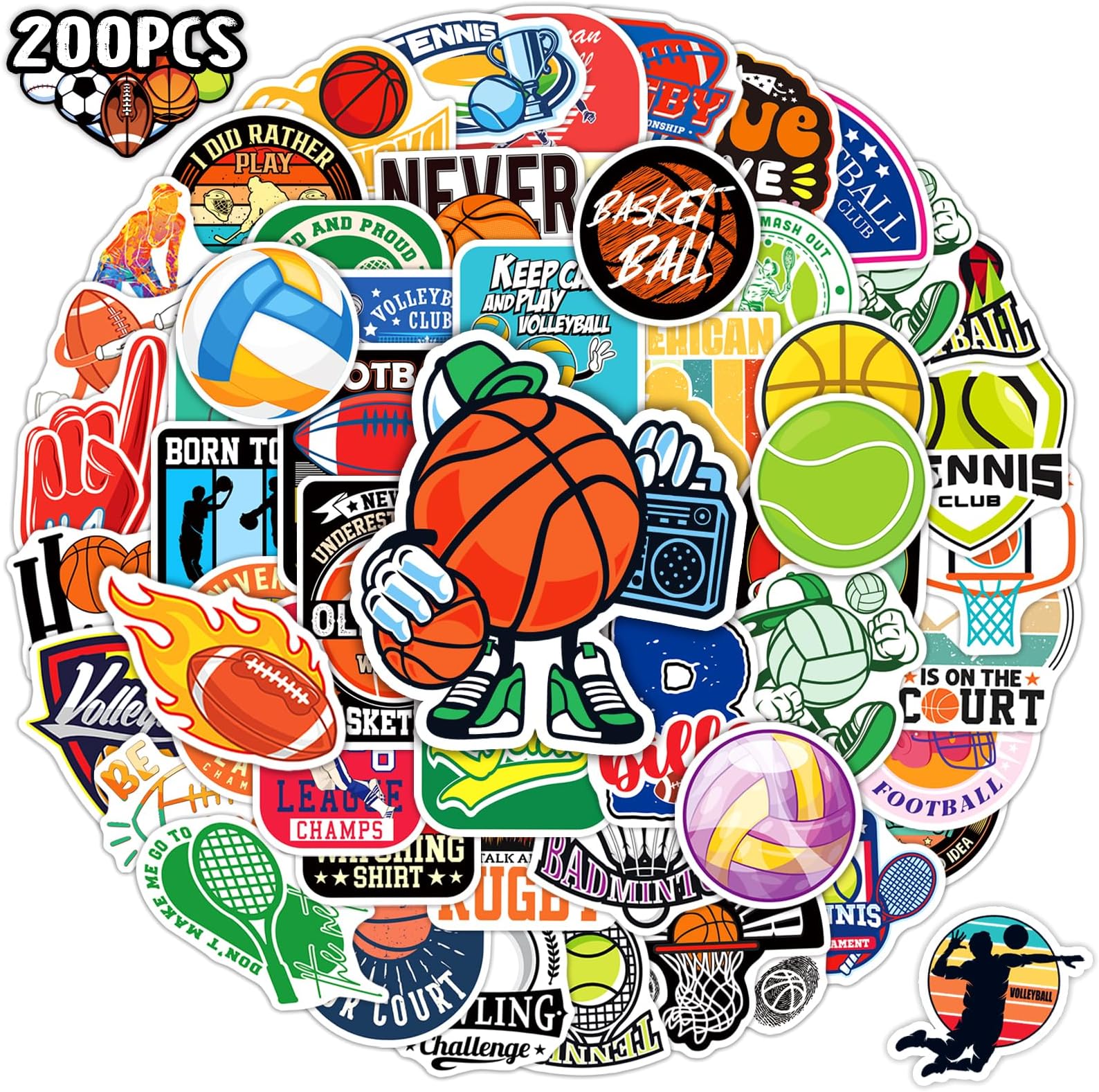 Amazon.com: 100 Pack Sports Stickers, Sports Football Soccer Baseball ...