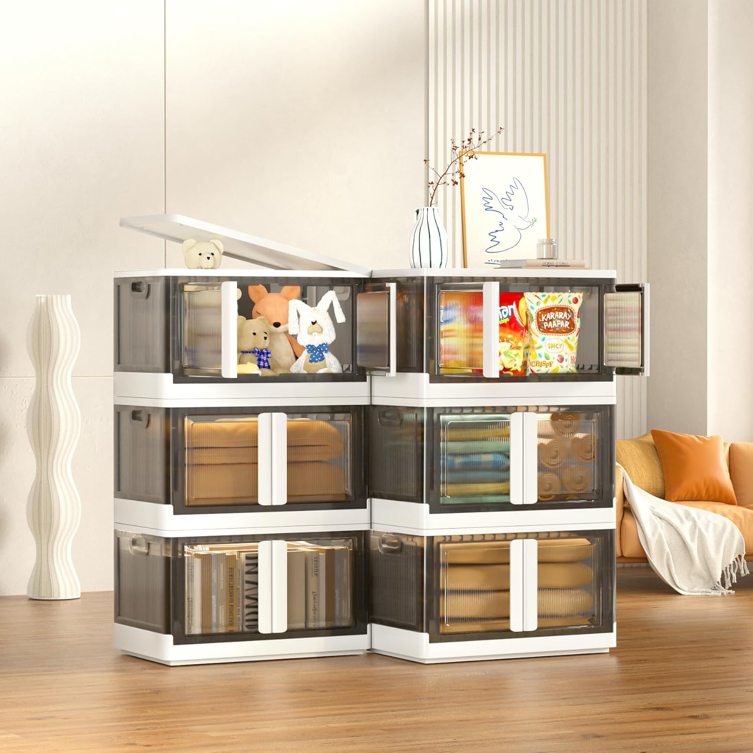 Paquete de 3 contenedores apilables de almacenamiento transparentes de ...