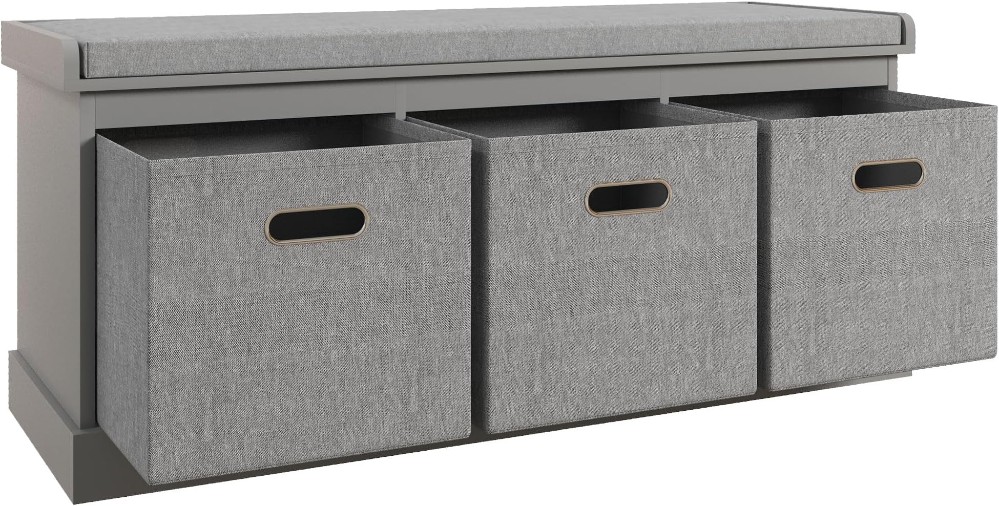 HOMCOM Shoe Bench with 3 Fabric Baskets, Shoe Storage Bench with Seat ...