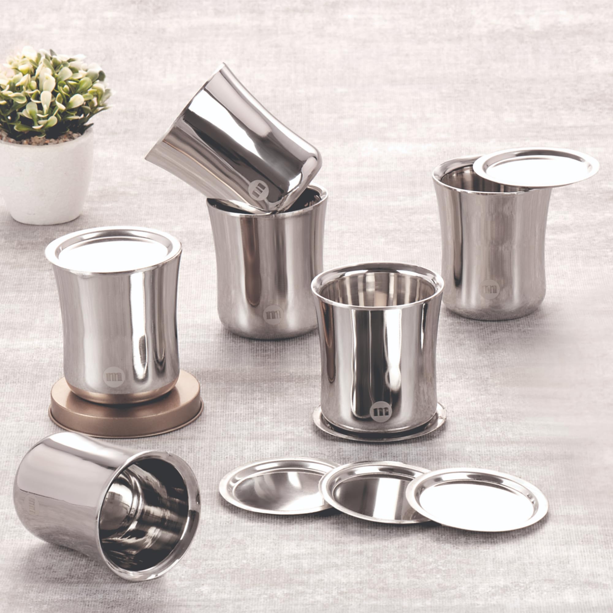 Buy MARU Mini Double Wall Cutting Chai Glasses Set of 6 pcs, Small ...