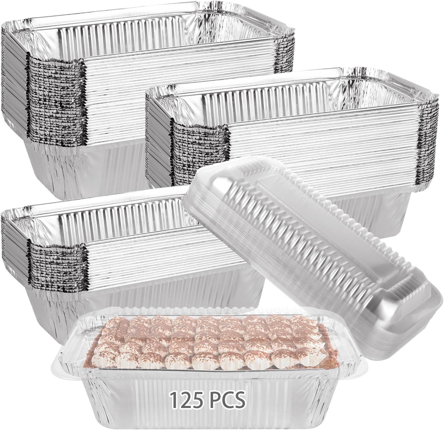 Amazon.com: CYEAH 125 Pack Aluminum Foil Pans with Plastic Lids, 8 x 4 ...