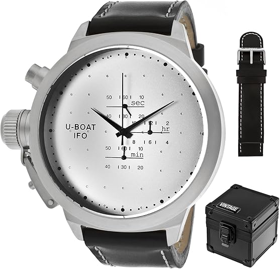 Amazon.com: U-Boat Chrono Limited Silver Dial Black Leather Mens Watch ...