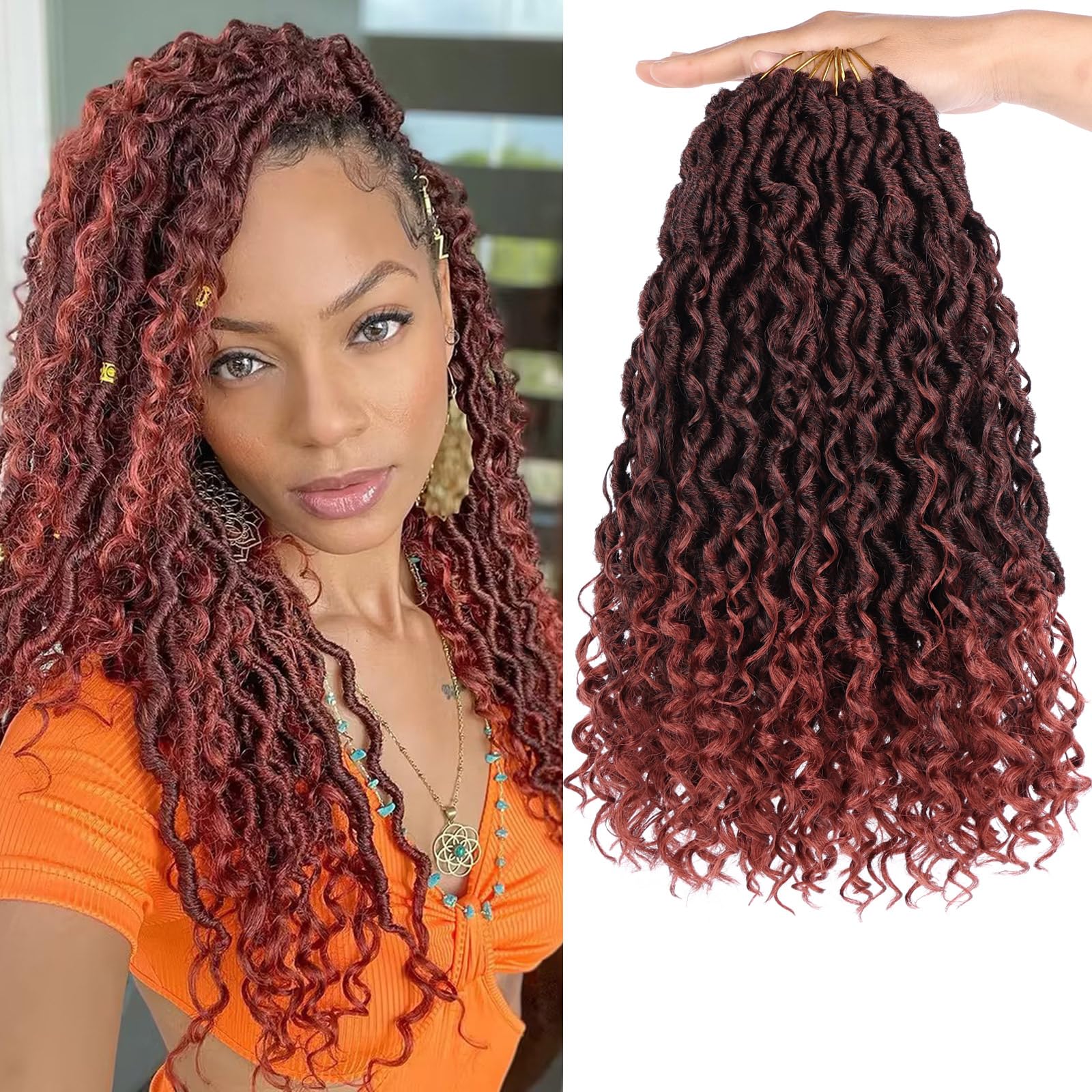 Snapklik.com : COOKOO Ombre Ginger Goddess Locs Crochet Hair 14 Inch 8 ...