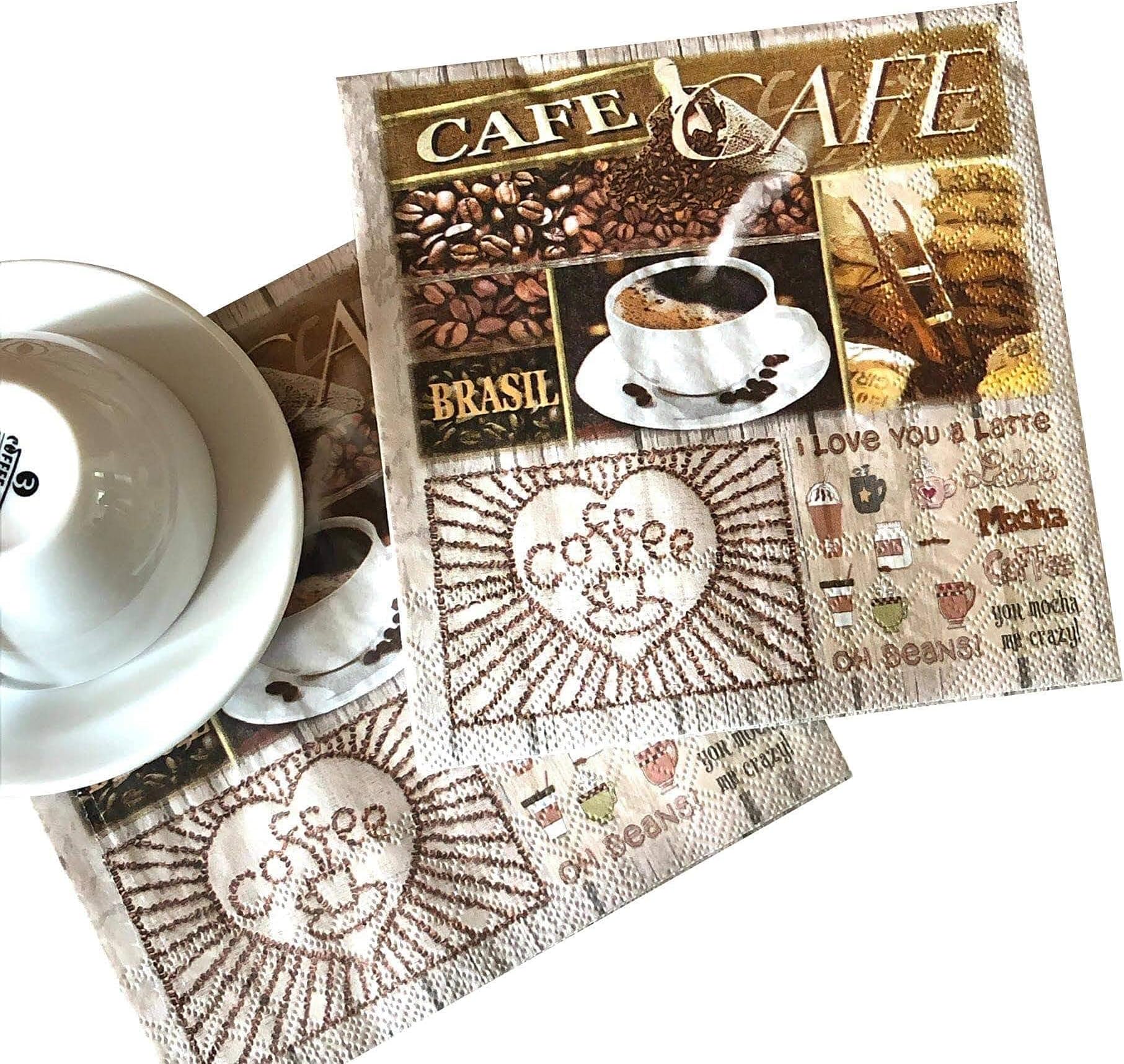 Amazon.com: Var Brasil 20ct 13x13 Coffee Fall Napkins for Thanksgiving ...