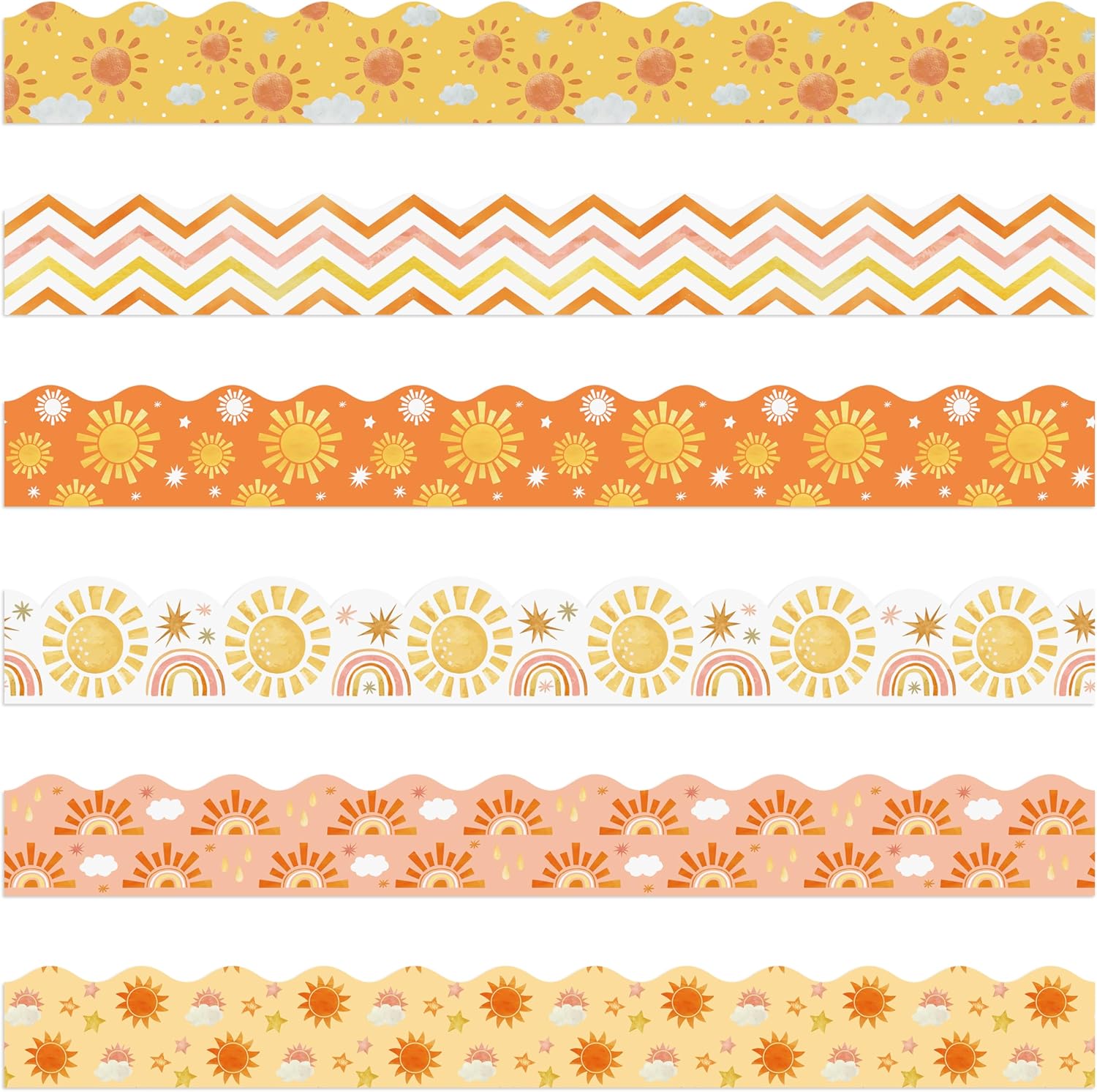 Amazon.com: BeYumi 96Pcs Boho Sun Themed Bulletin Board Borders Boho ...