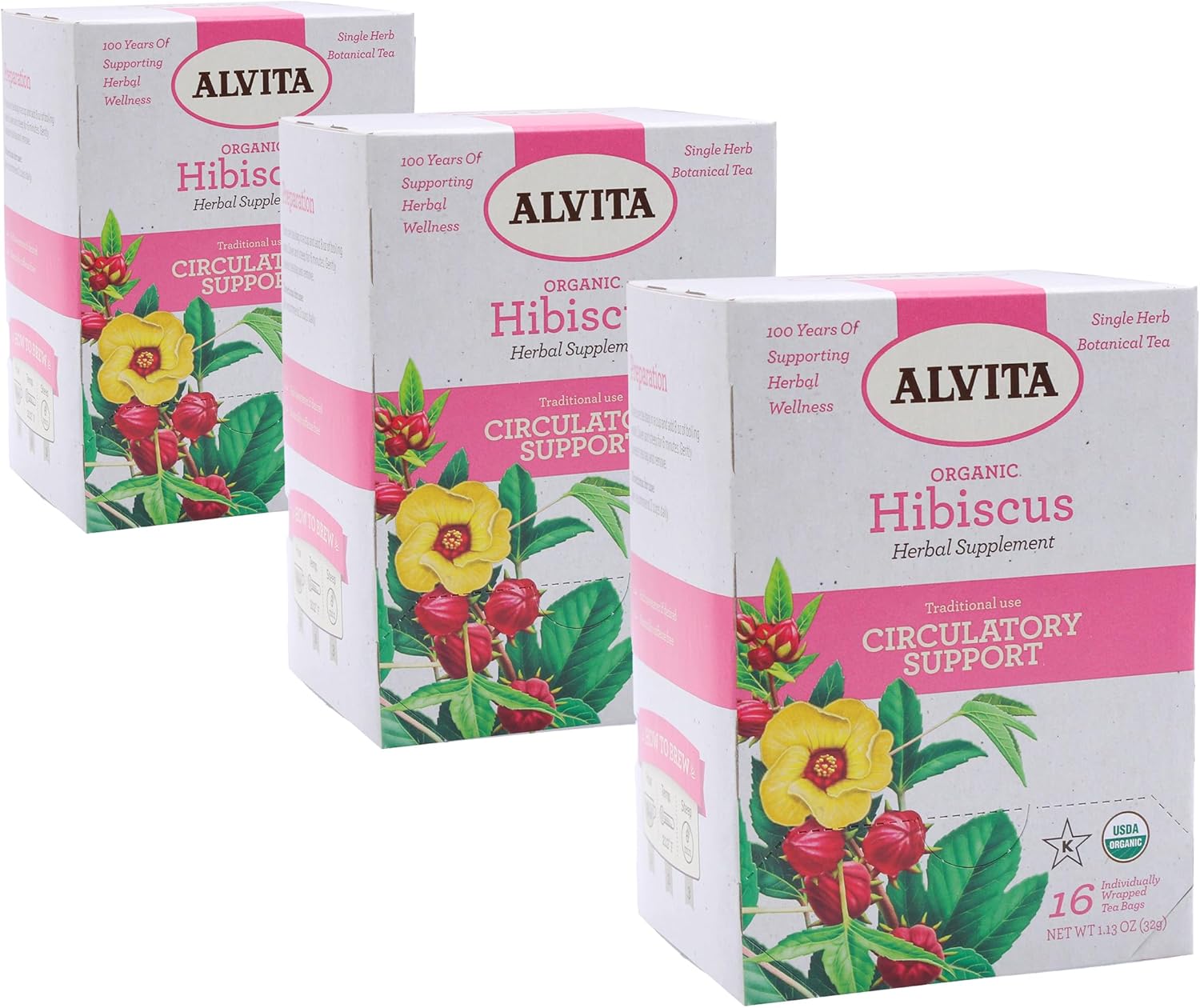 Amazon.com : Alvita Organic Hibiscus Tea, Herbal Organic Hibiscus Flowers for Healthy Blood ...