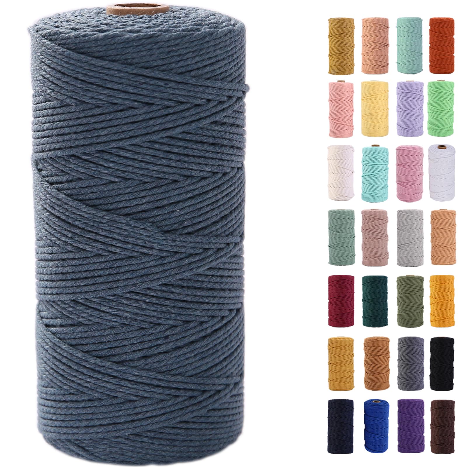 Amazon.com: MAOQIAN Teal Macrame Cord 2mm x 220Yards,Colored Cotton ...