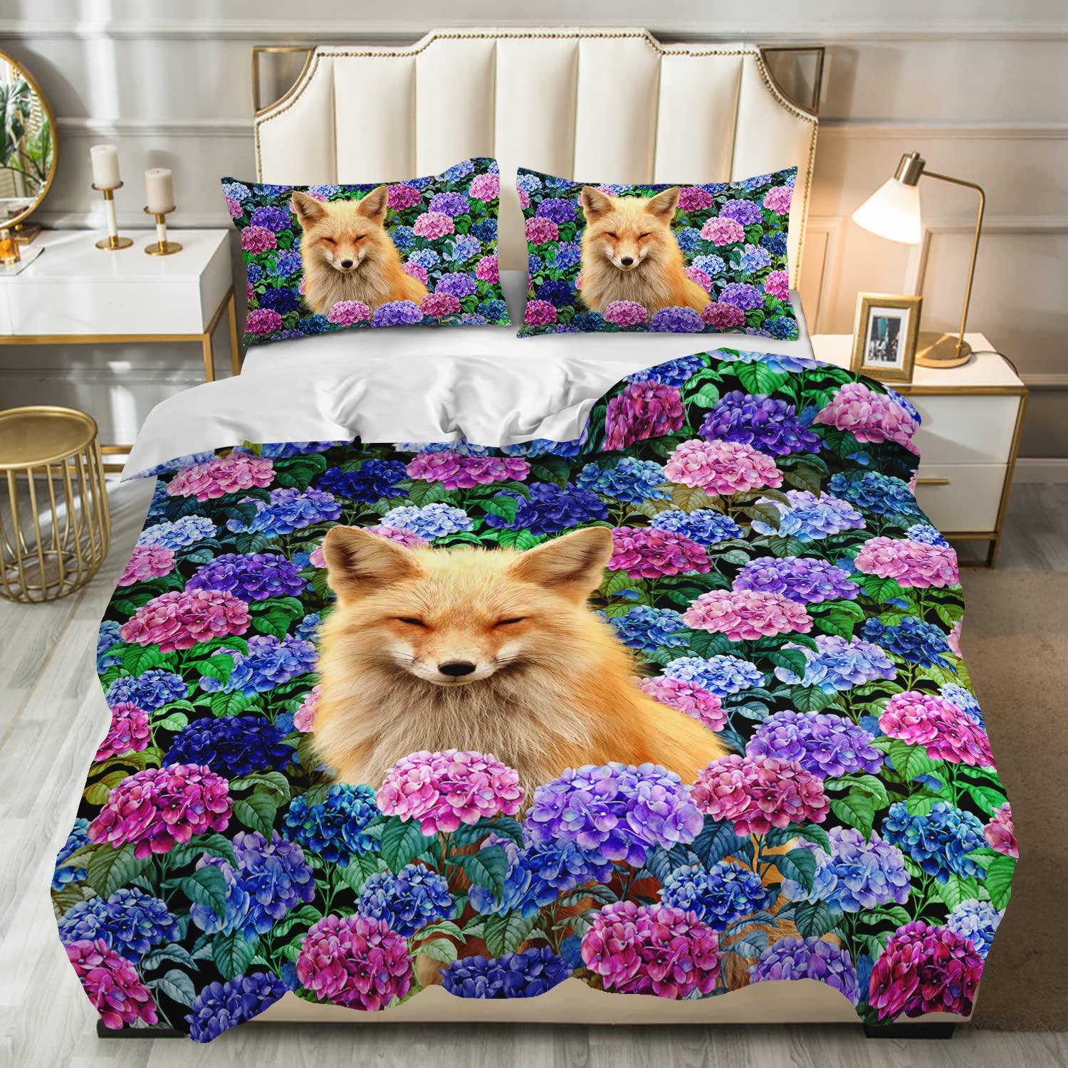 Amazon.com: AILONEN Fox Duvet Cover Set for Kids Girls Teens, Cartoon ...